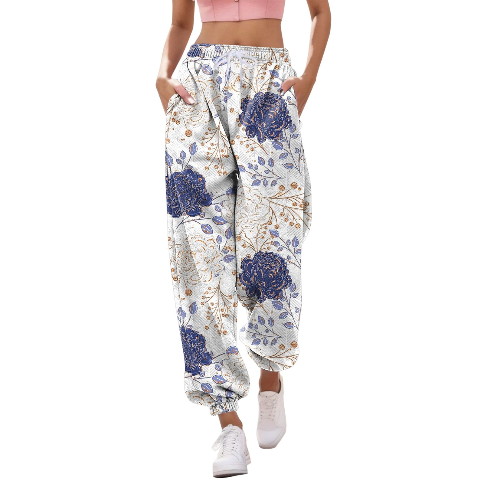 DVKOVI Women Sweatpants Women Casual Flower Print Bottom Sweatpants ...