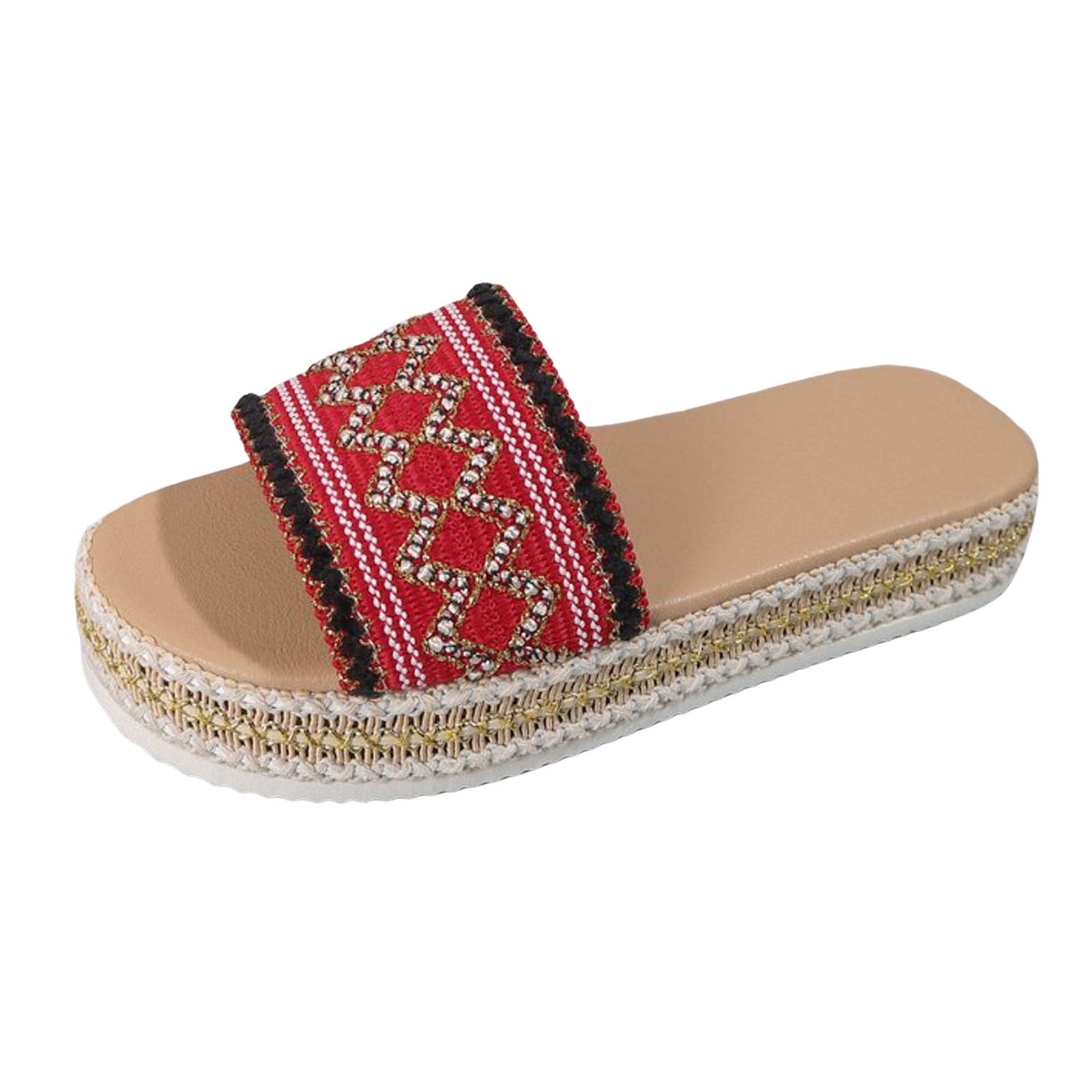 DVKOVI Women's Bohemian Ethnic Style Slipper Embroidered Open Toe Slide ...