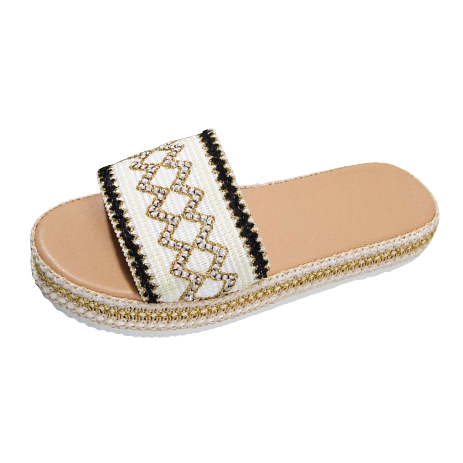 DVKOVI Women's Bohemian Ethnic Style Slipper Embroidered Open Toe Slide ...