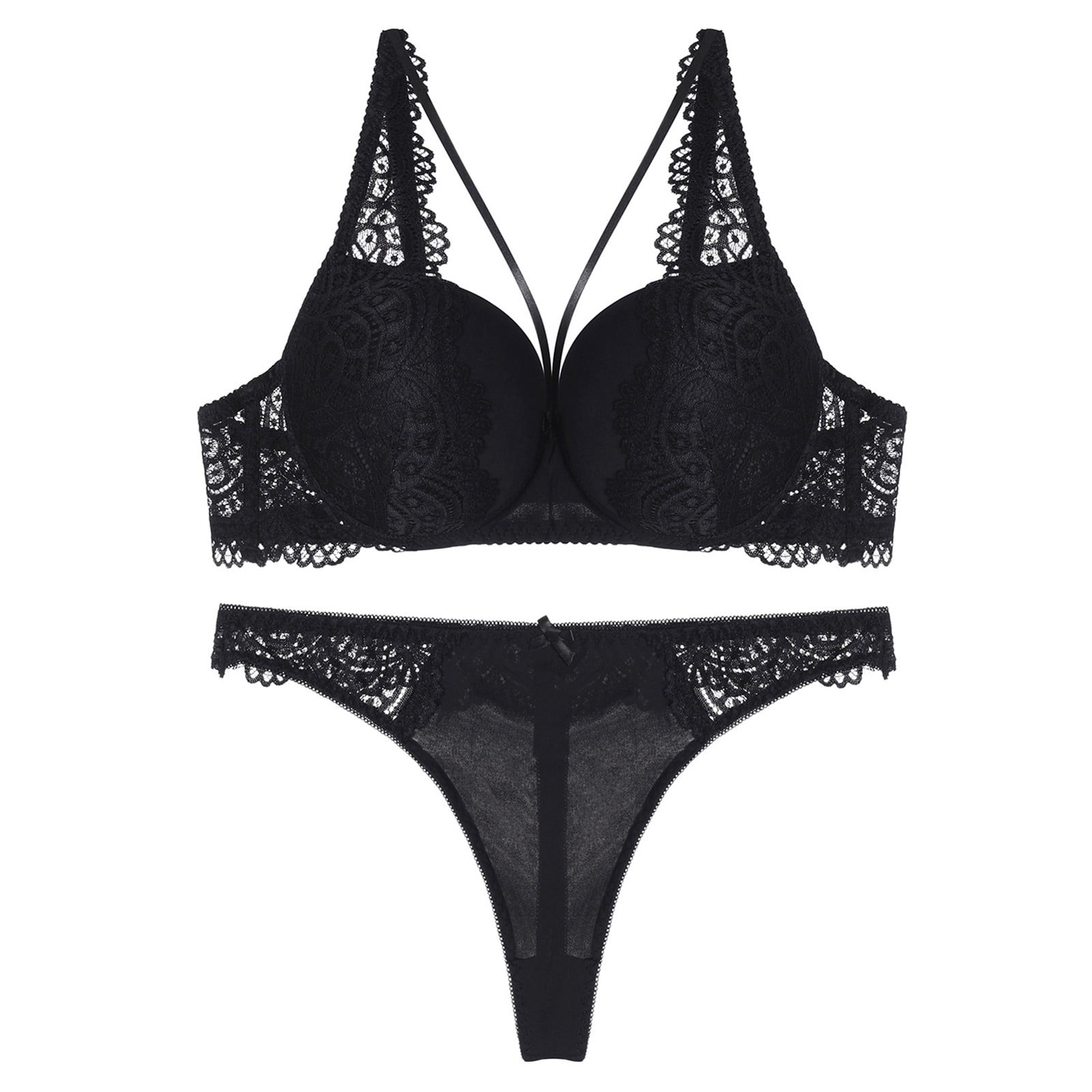 DVKOVI Women's French Solid Color Sexy Lace Thin Strap Mesh Underwear ...