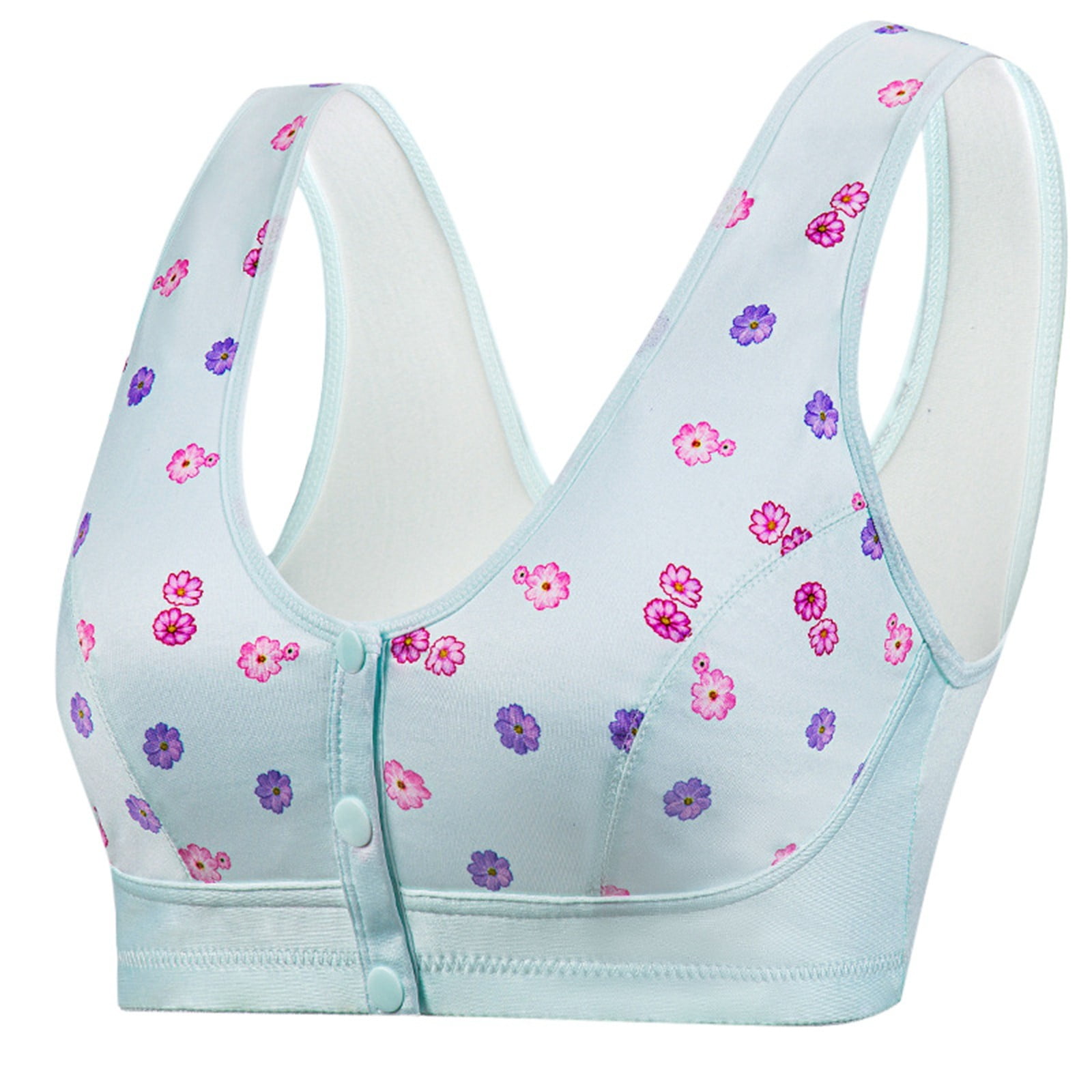 DVKOVI Women's Front Opening Buckle Bra Print Breathable Lightly Lined ...