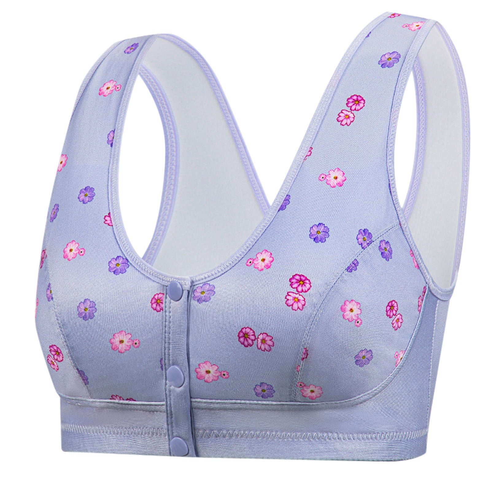 DVKOVI Women's Front Opening Buckle Bra Print Breathable Lightly Lined ...