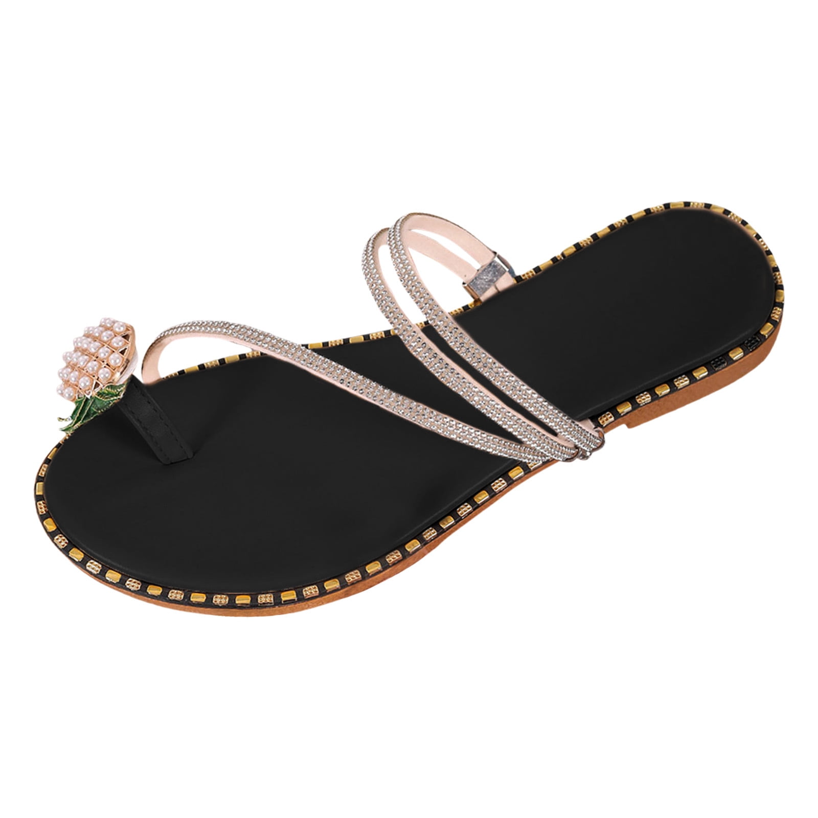 DVKOVI Women's Pineapple Pearl Slides Fashion Diamond Outdoor Slipper ...