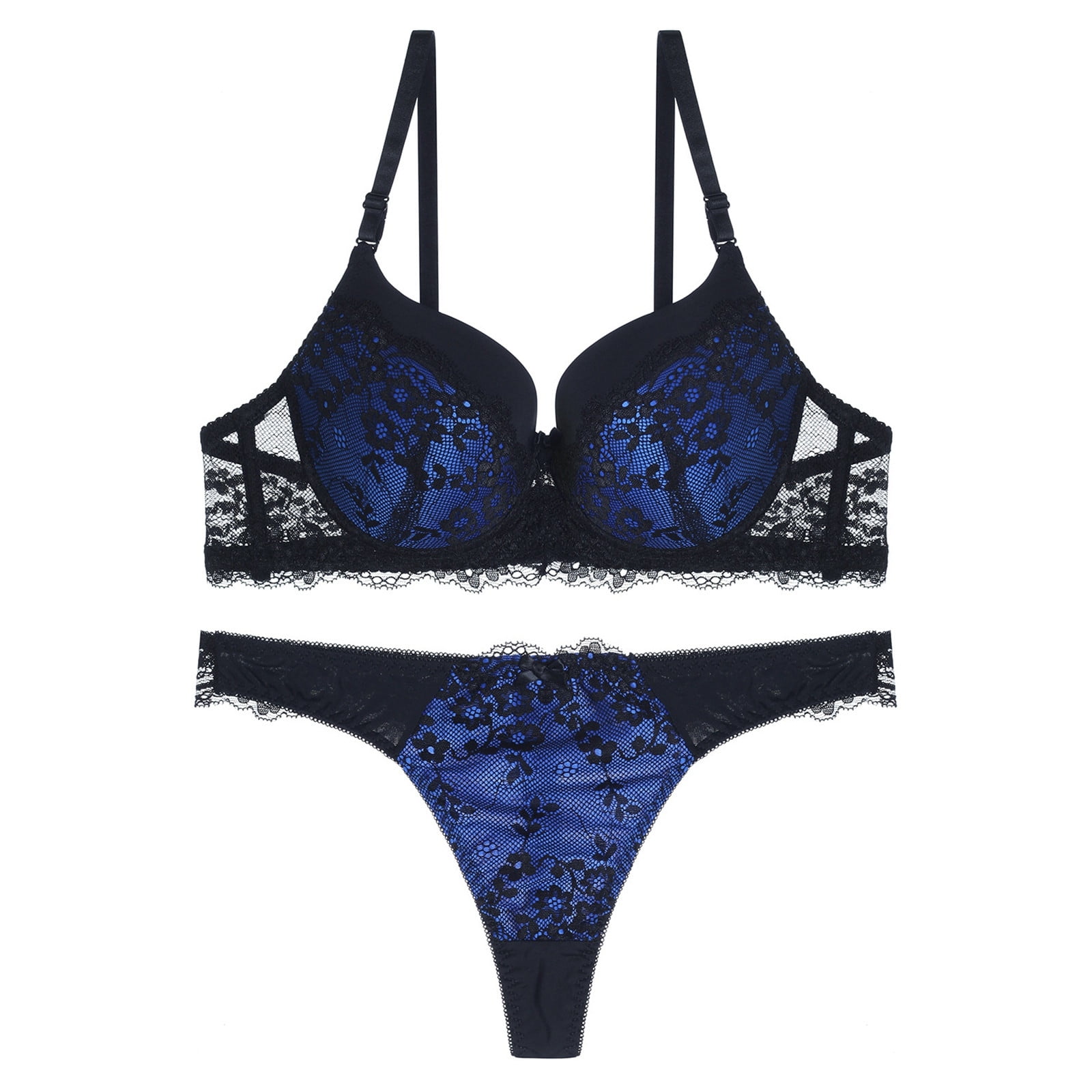 DVKOVI Women's Sexy Lace Color Block Underwear Bra Set Triangle ...