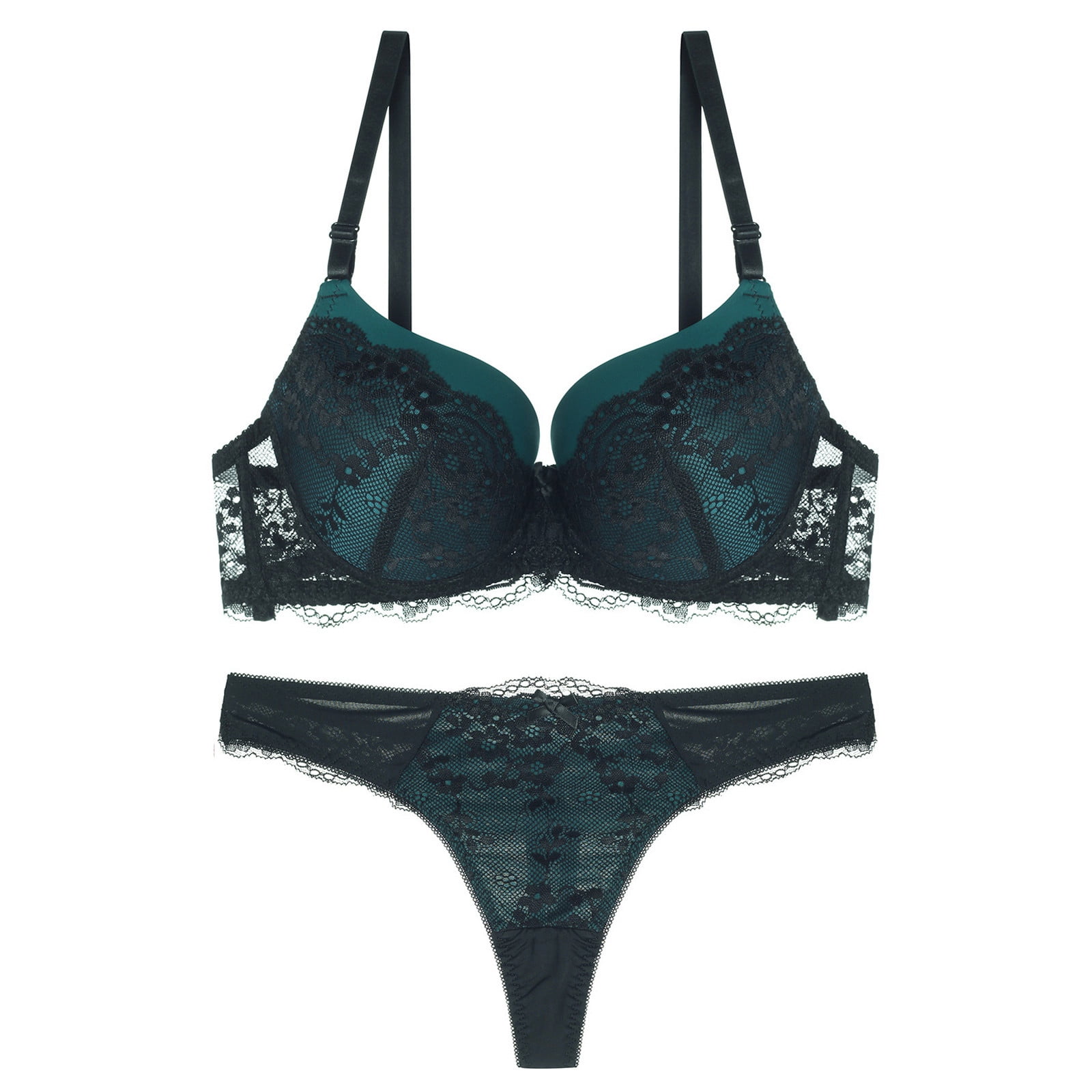 DVKOVI Women's Sexy Lace Color Block Underwear Bra Set Triangle ...