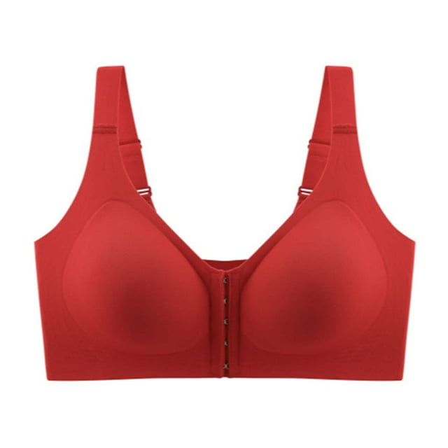 DVKOVI Women's Solid Color Plus Size Wireless Bra with Front Closure ...