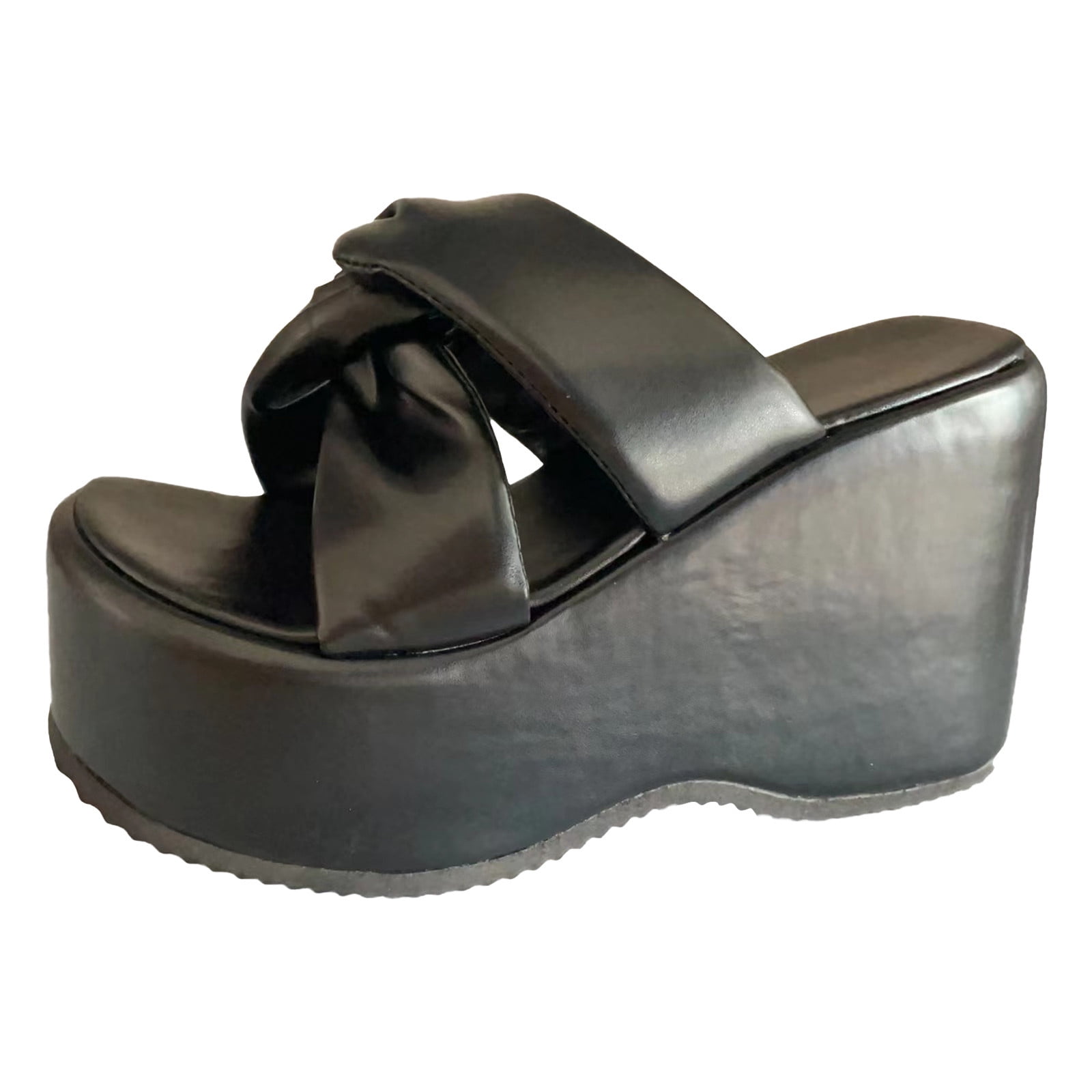 DVKOVI Women's Solid Color Slippers Simple Wedge Sandal Thick Sole Arch ...