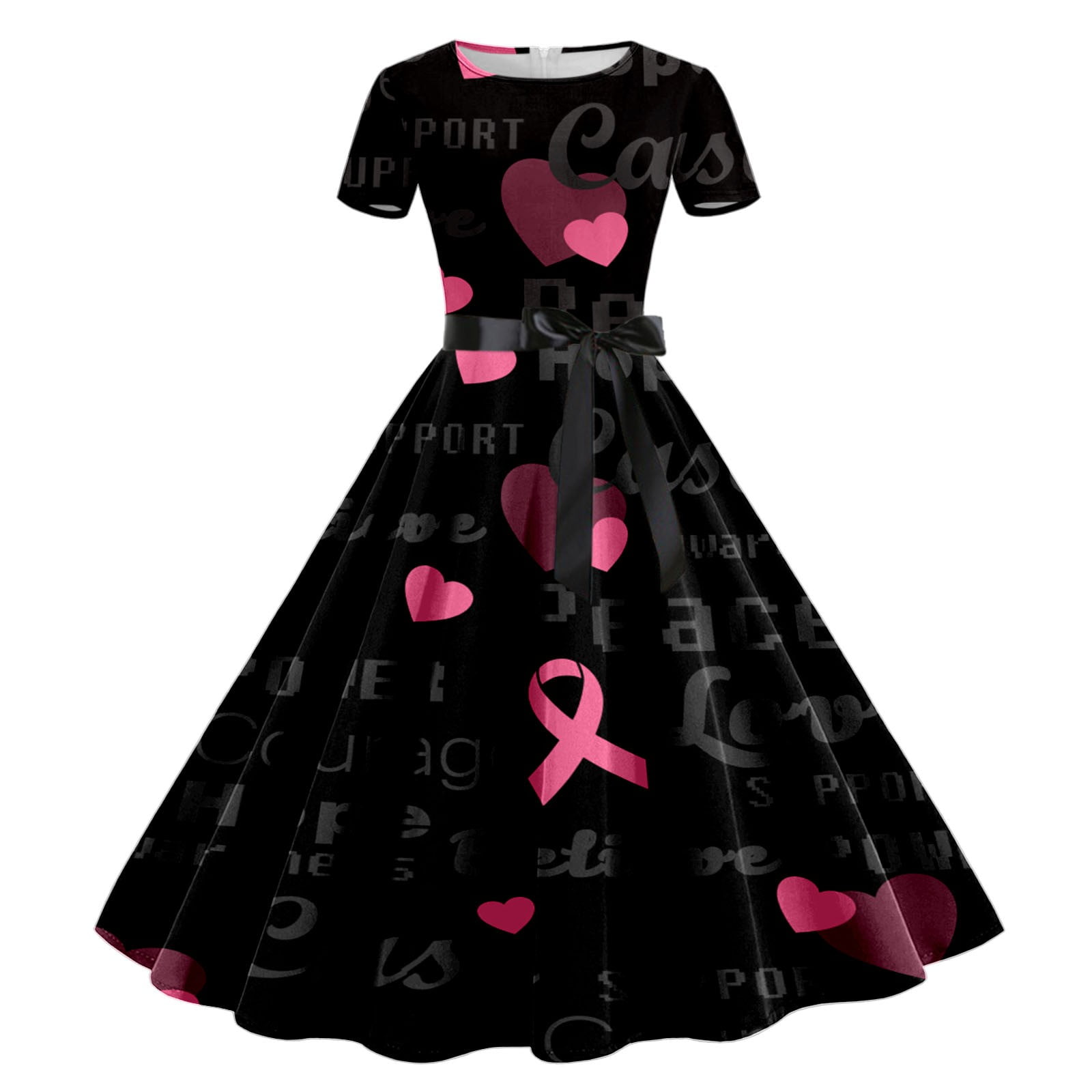 DVKOVI Women's Summer Dresses Cancer Dress Women Vintage Dress Ribbon ...