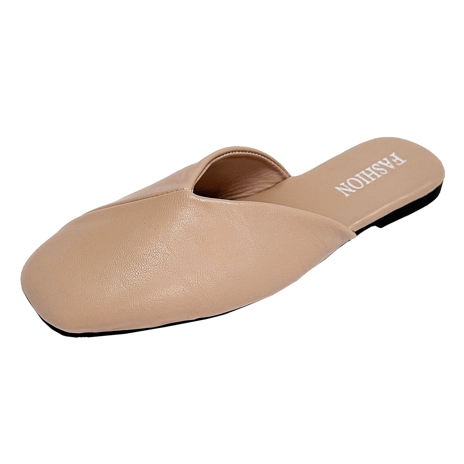 DVKOVI Women's Summer Fashion Casual Shoe Square Head Slides Flat ...