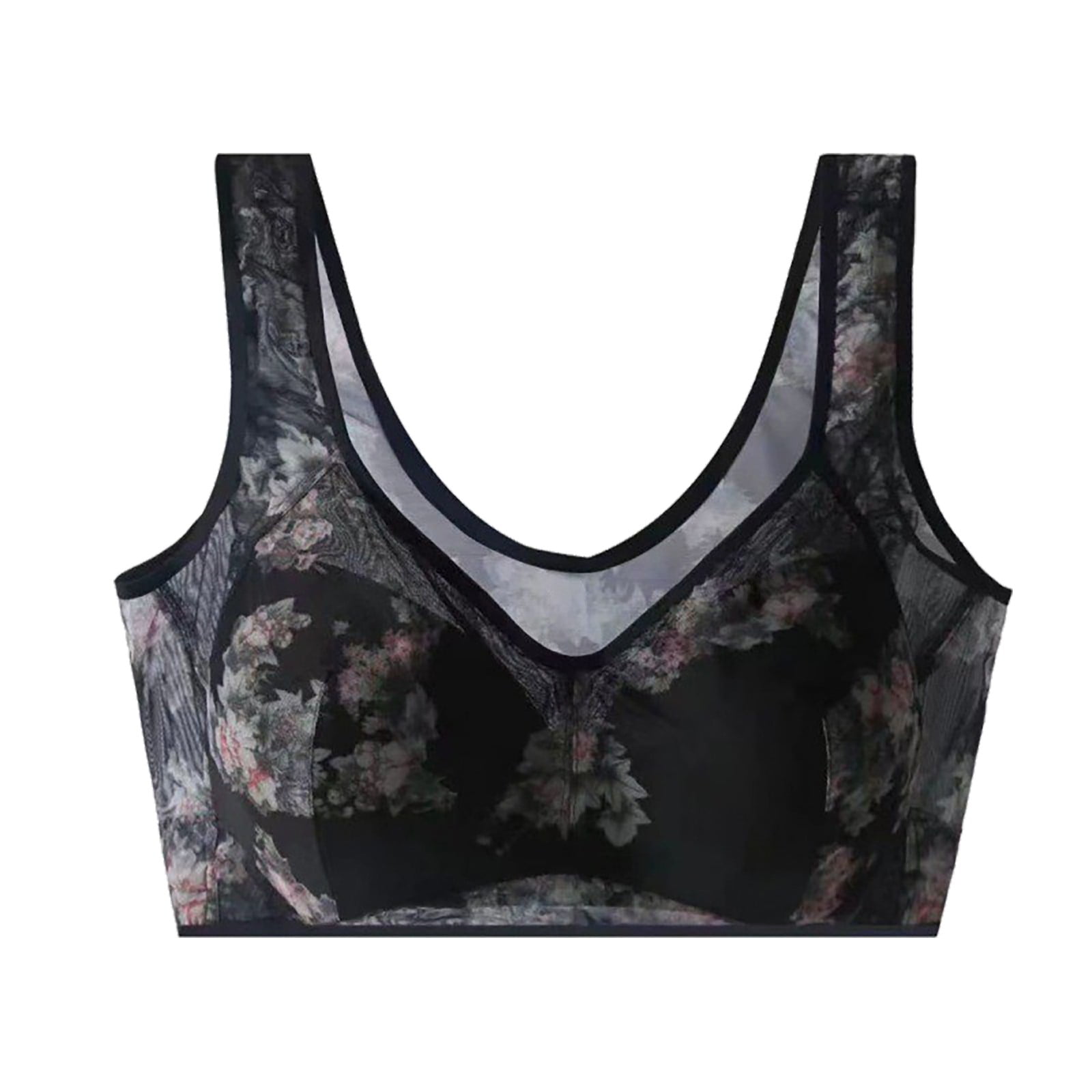 DVKOVI Women's Vintage Floral Print Underwear Lace Comfortable Vest Bra ...