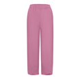 Dvkovi Womens Slacks Women Fashion Solid Color Cotton Flax Elastic Long