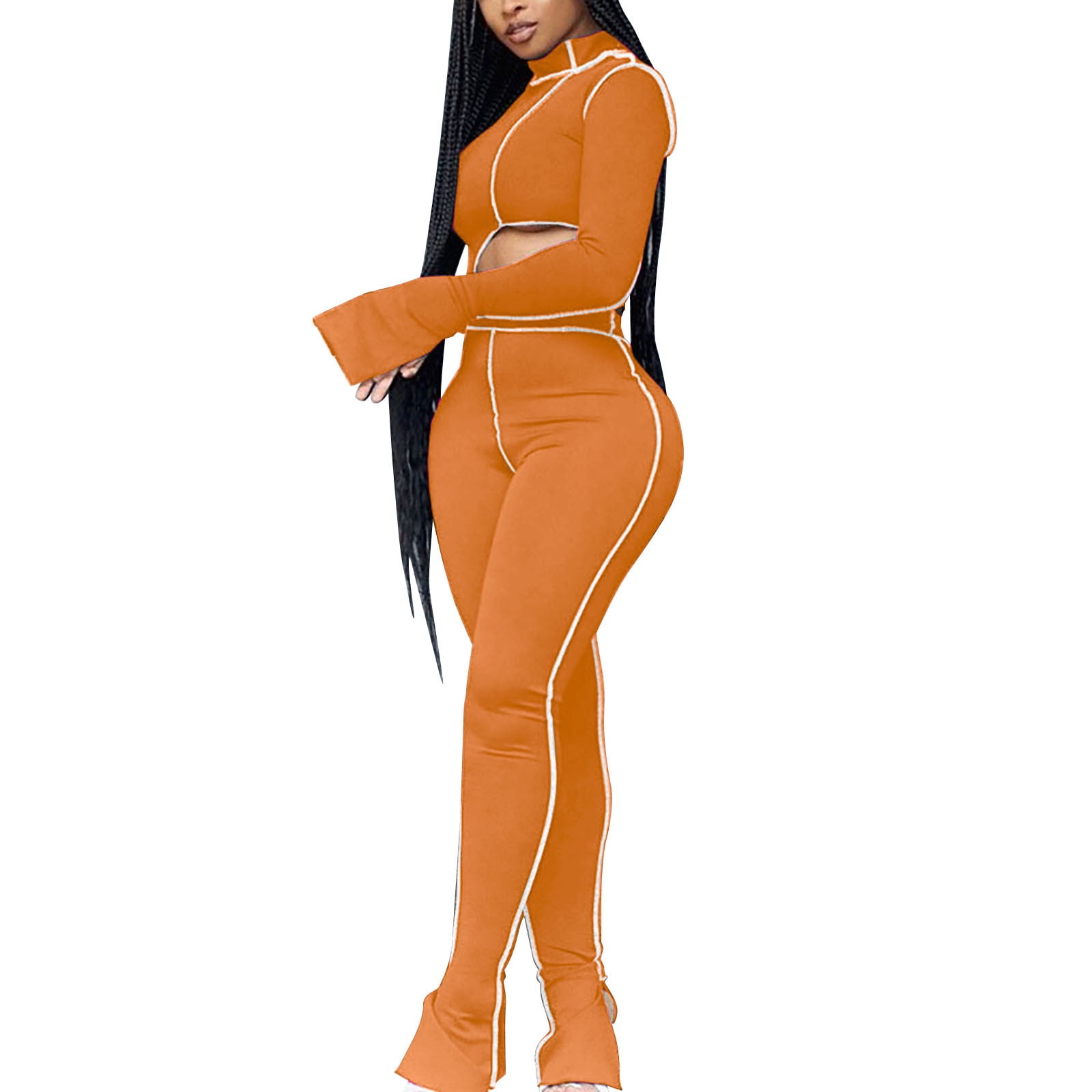 Dvkovi Womens Two Piece Sets Womens Fashion Sexy Personality Neck Long