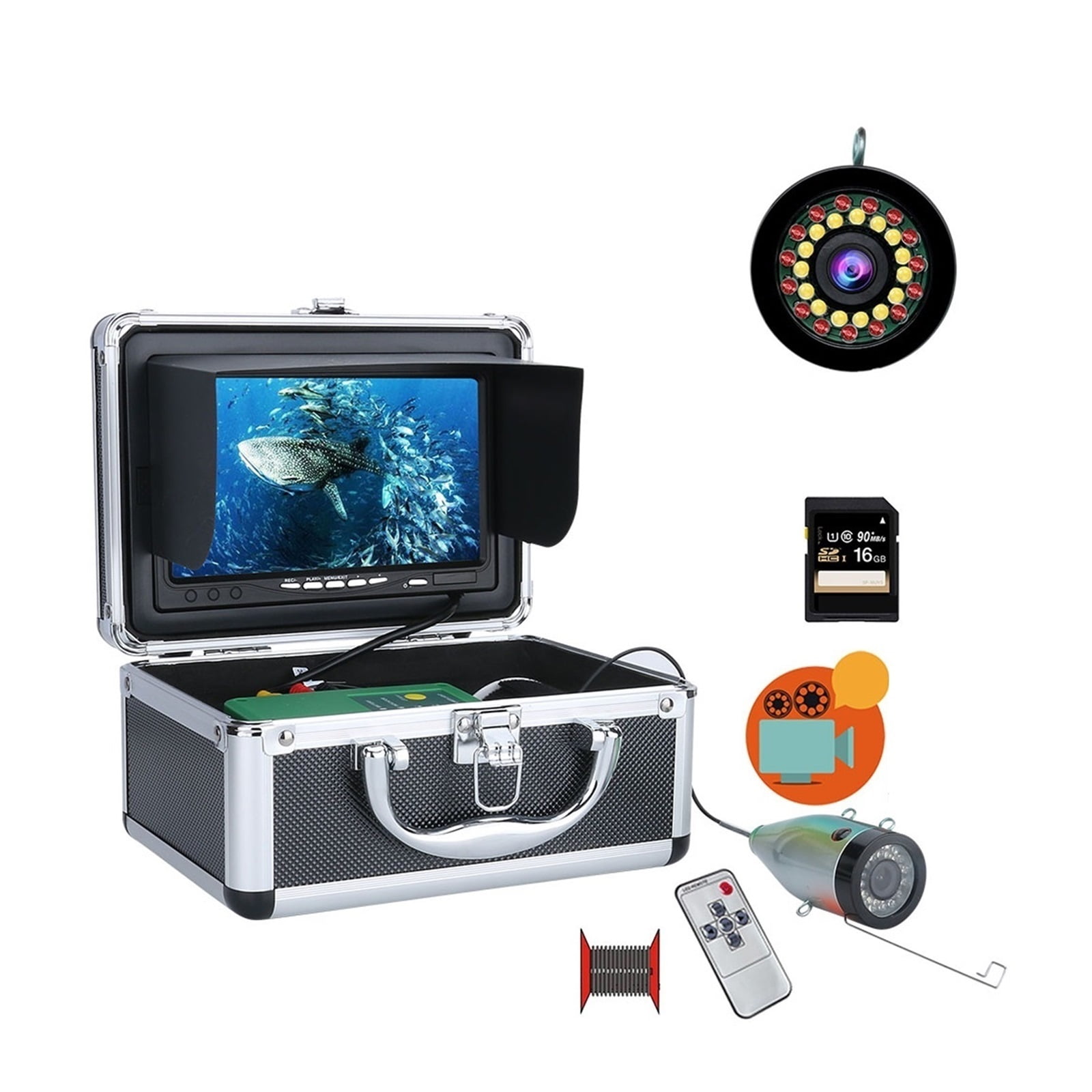 DVR Fish Finder Underwater Fishing Camera HD 1280*720 Screen15pcs White ...