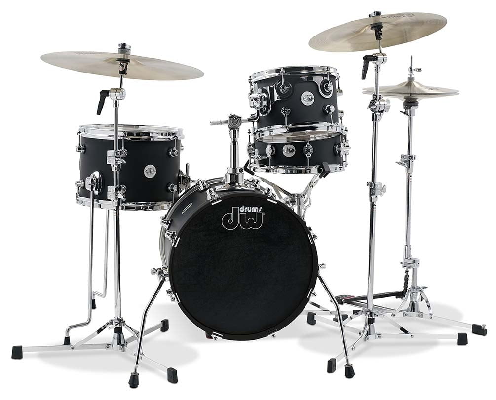 DW Design Series Mini Pro 4-Piece Maple Shell Pack, Black Satin w ...