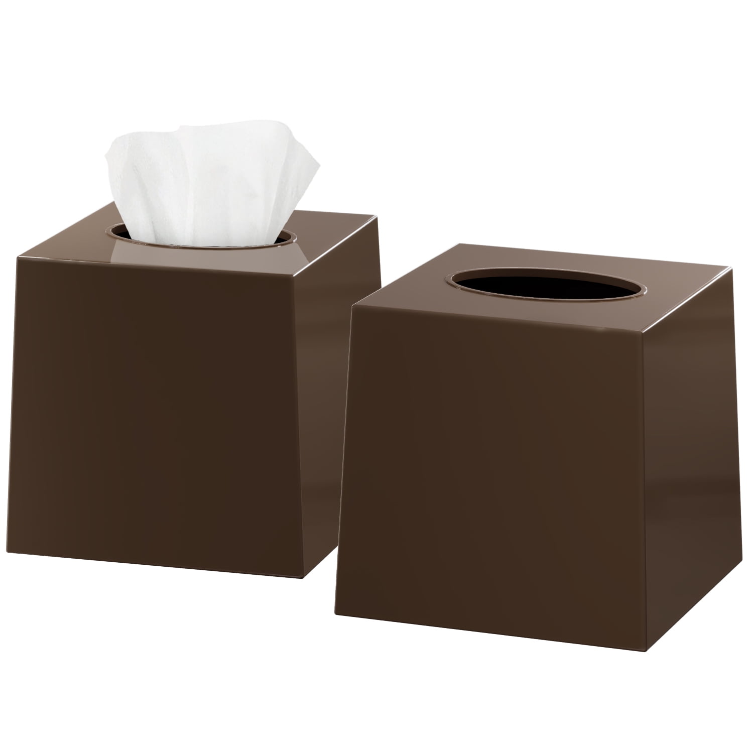 DWËLLZA HOME Bronze Tissue Box Cover Square - Plastic Facial Tissue Box ...