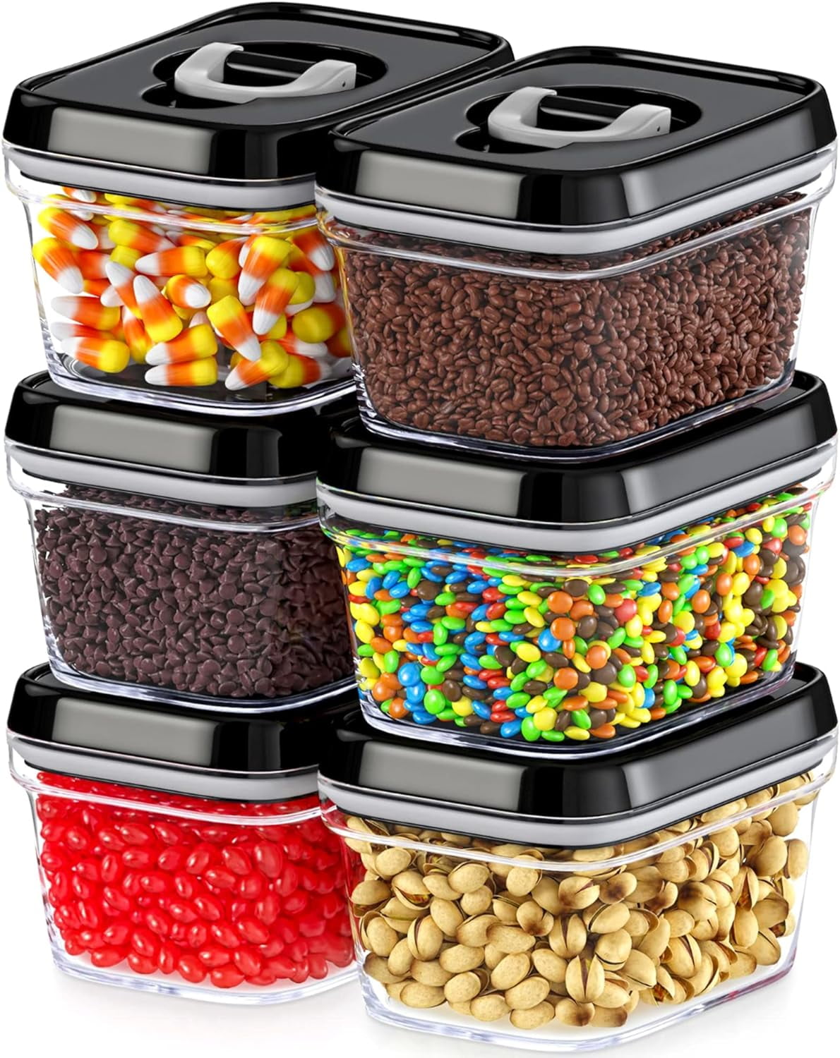 DWËLLZA KITCHEN Black Mini Airtight Food Storage Containers with Lids ...