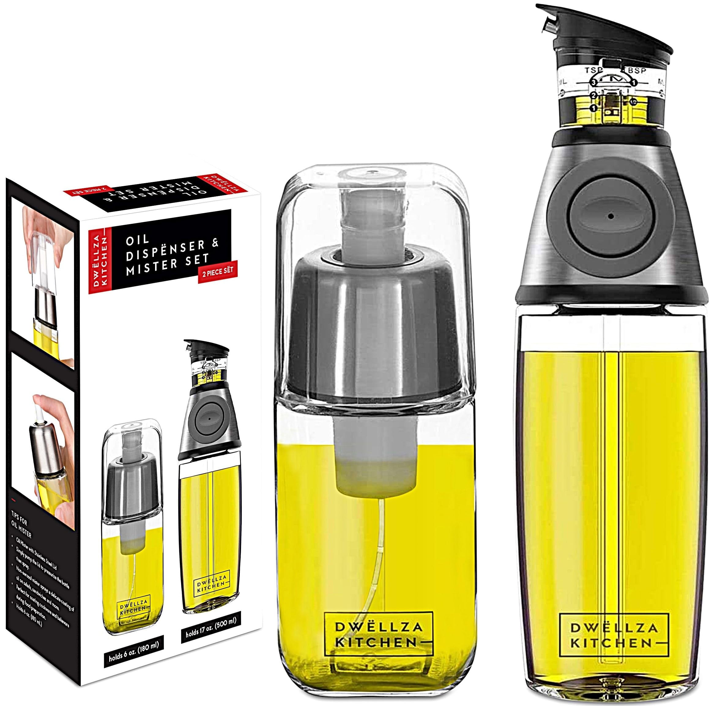DWËLLZA KITCHEN Olive Oil Dispenser Bottle For Kitchen & Sprayer For ...
