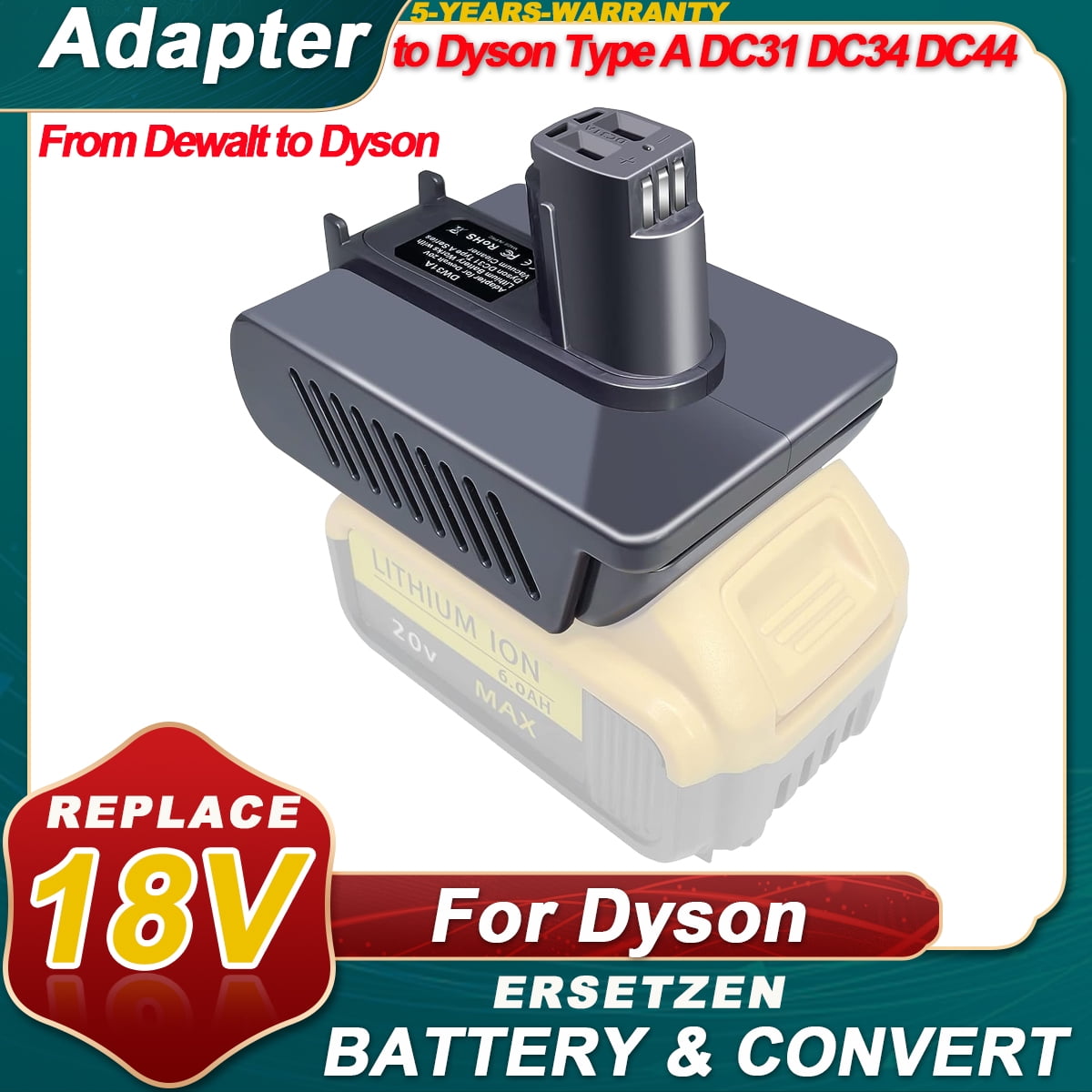 DW31A Battery Adapter for Dyson Type A DC31 DC35 DC34 DC45 Vacuum ...