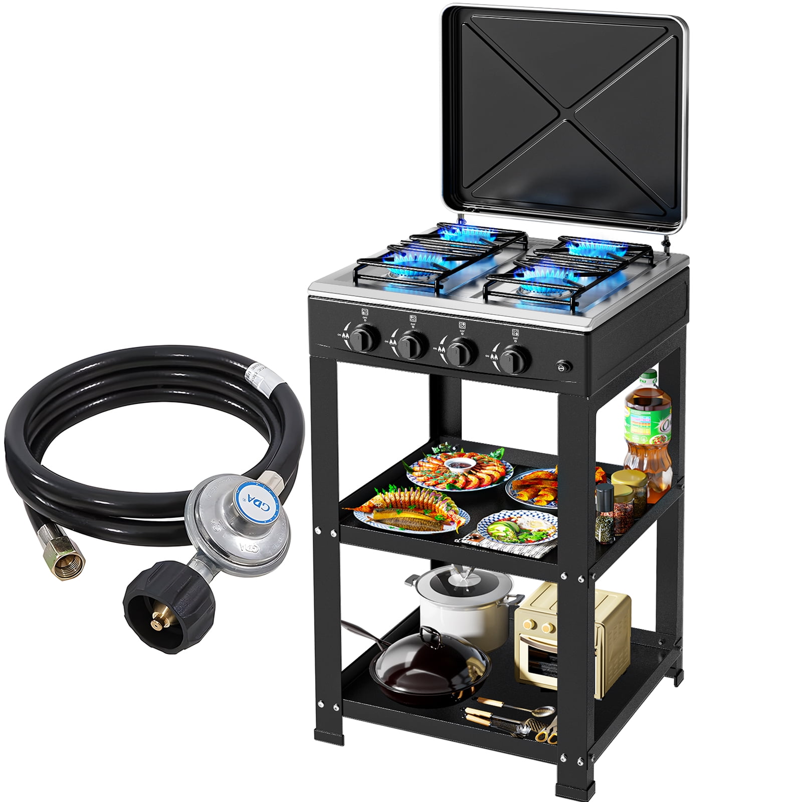 DWALE 4 Burner Propane Camping Stove with Leg Support Stand - Walmart.com