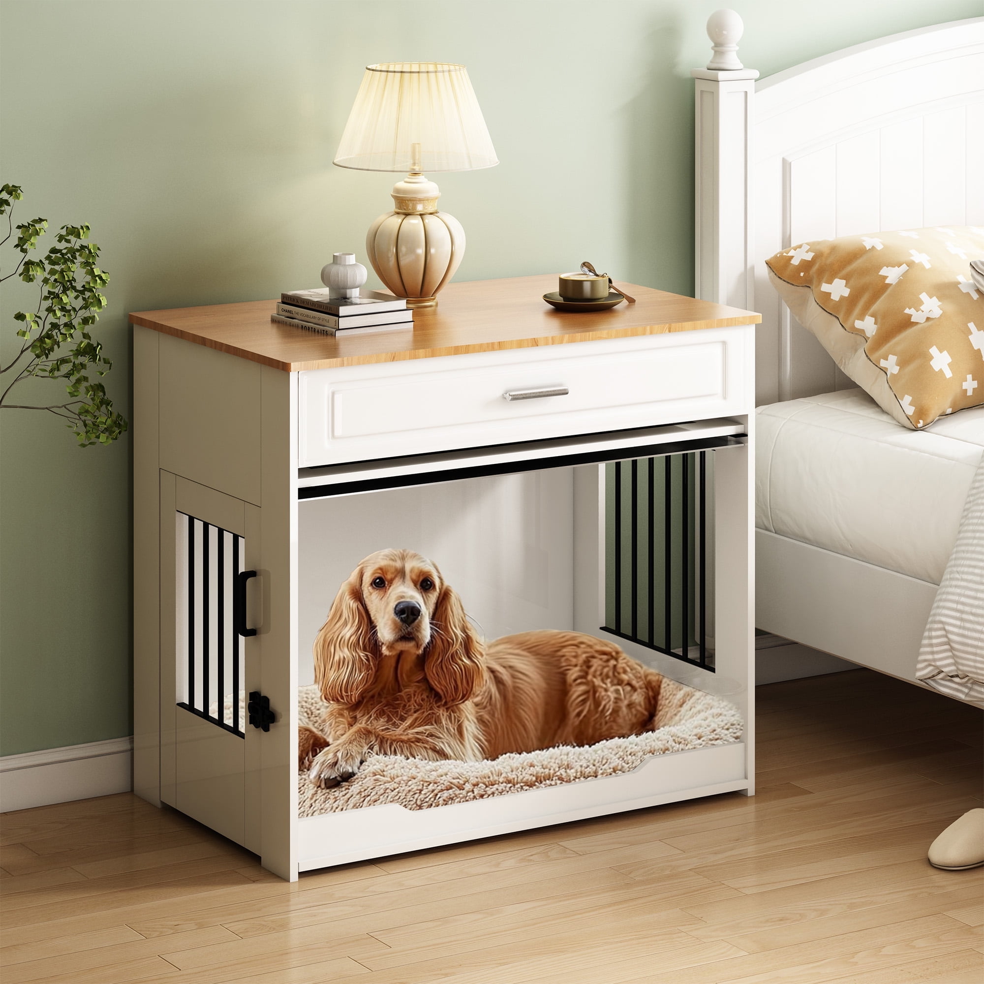 DAWNYIELD Dog Crate Furniture, Flip-Up Door, Oversized Storage Drawer ...