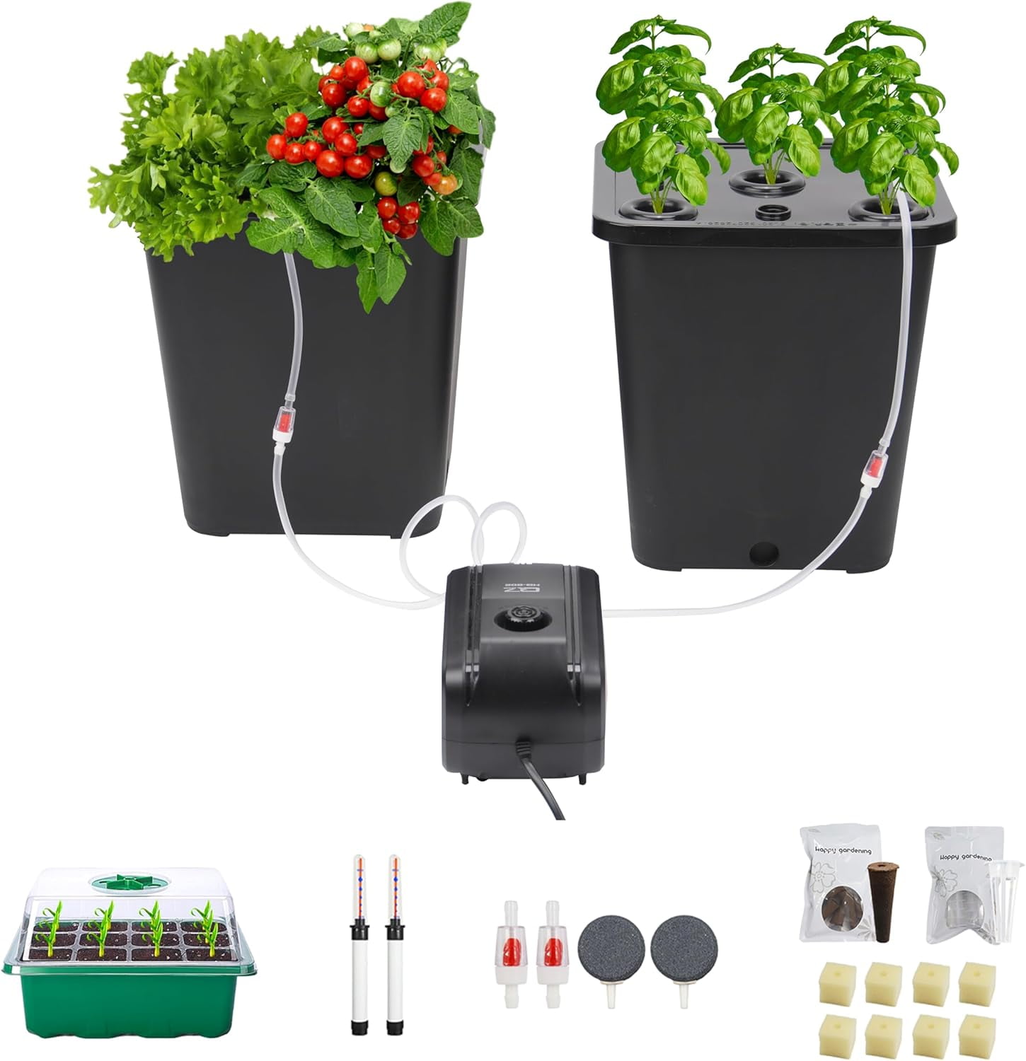 DWC 2 Hydroponic Buckets Kit for Plants, Hydroponics Growing System for ...