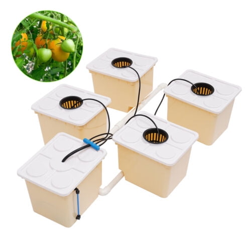 DWC Hydroponic 4 Site Deep Water Culture Grow Bucket System w/4” Net ...