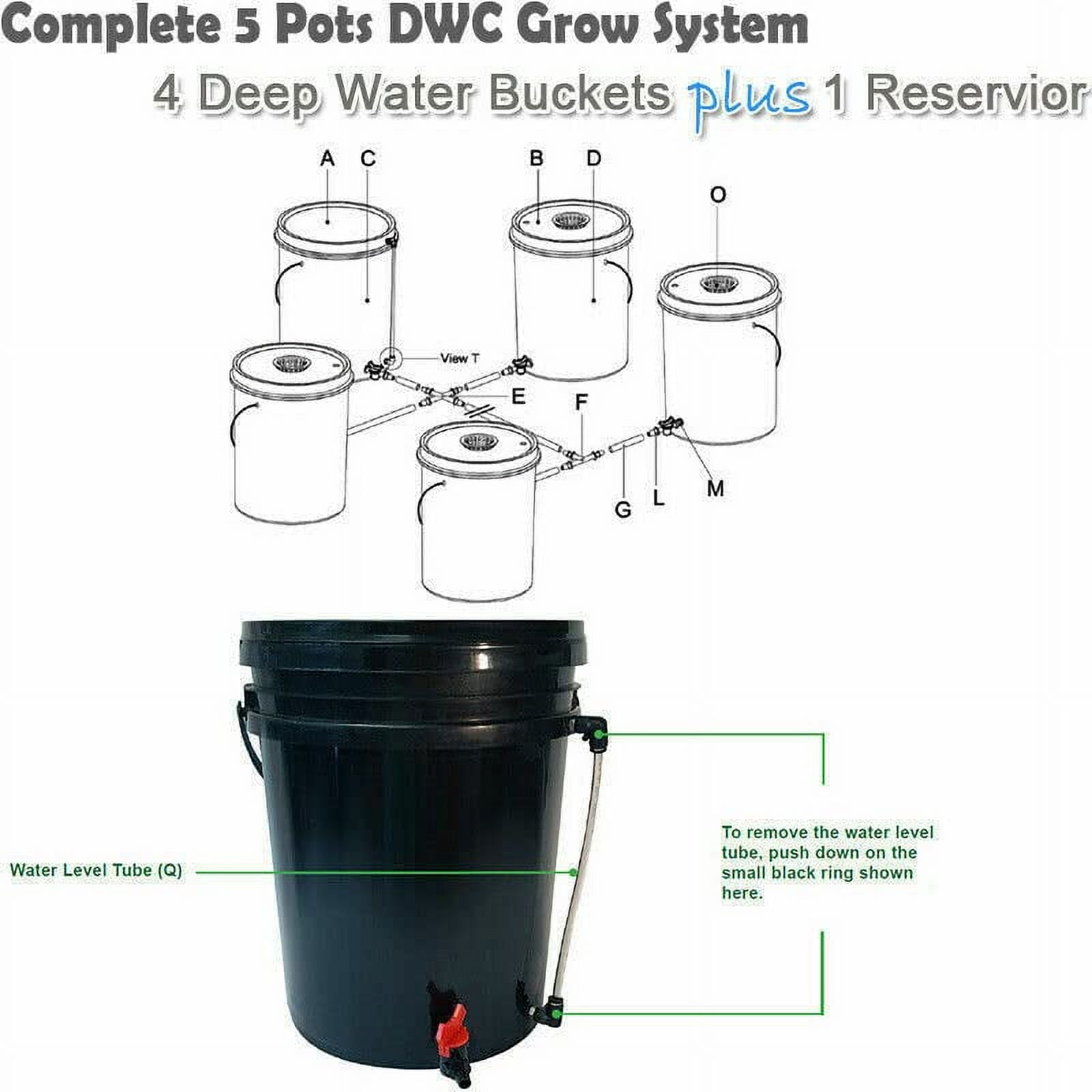 DWC Hydroponic System, 5 Gallon 5-Bucket Deep Water Culture DWC ...