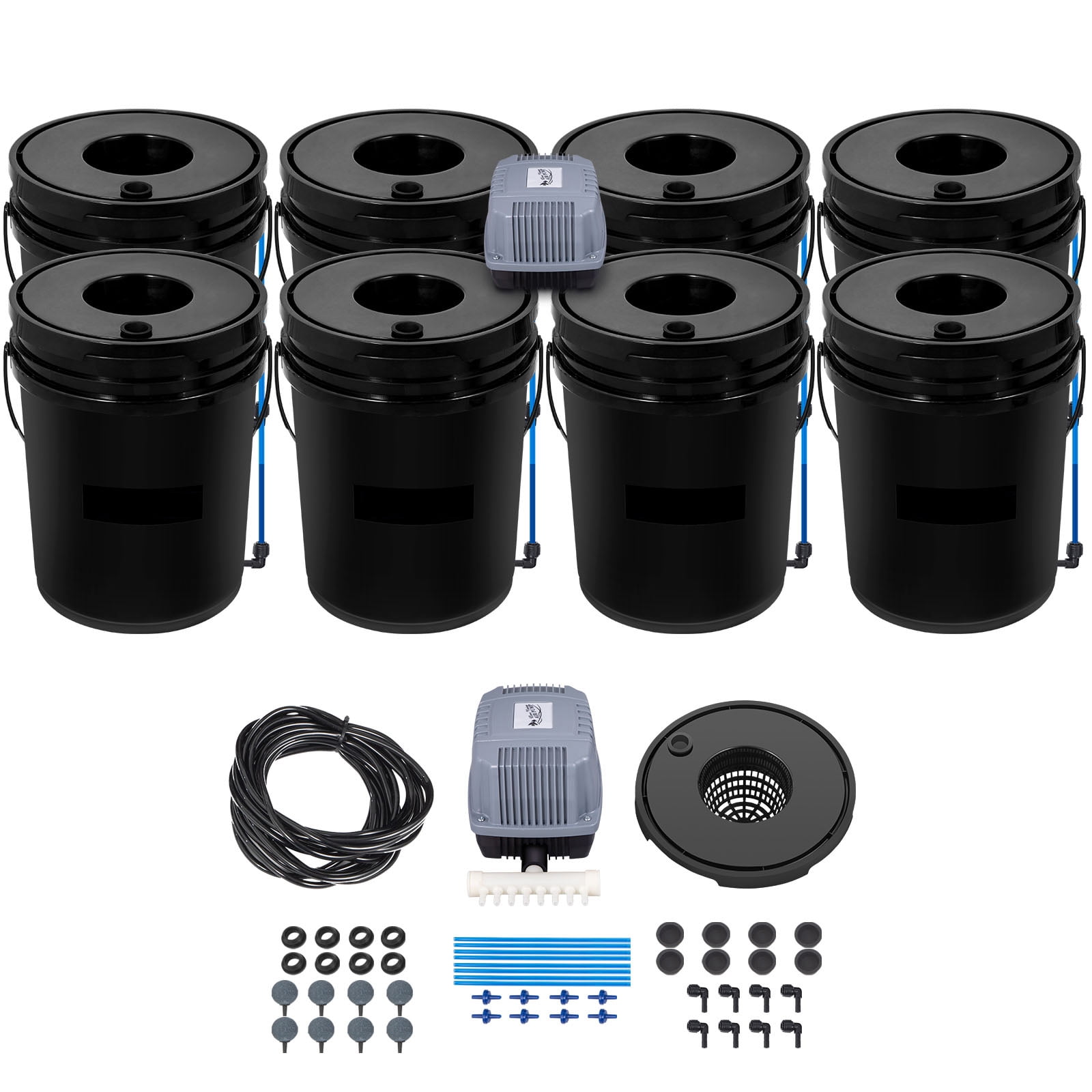DWC Hydroponic System, 5 Gallon 8 Buckets, Deep Water Culture Growing ...