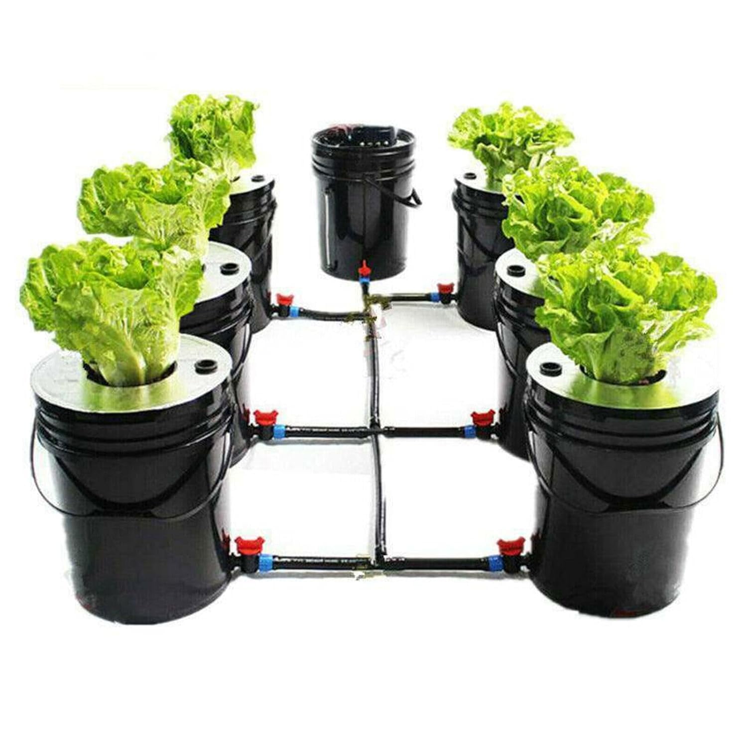 DWC Hydroponics Grow System with Top Drip Kit, 7 Bucket 5 Gallon Deep Water Culture Growing kit ...