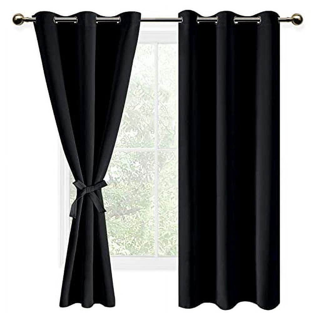 DWCN Black Blackout Curtains for Bedroom Sewn with Tiebacks - Thermal ...