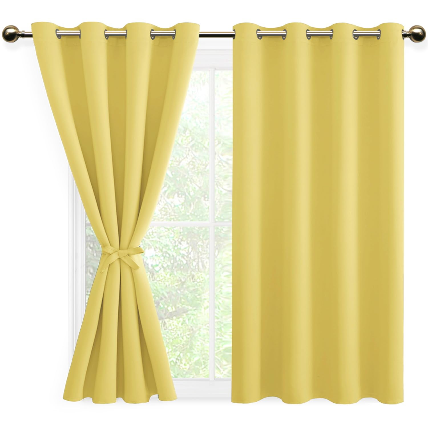 DWCN Blackout Curtains for Bedroom with Tiebacks - Room Darkening ...