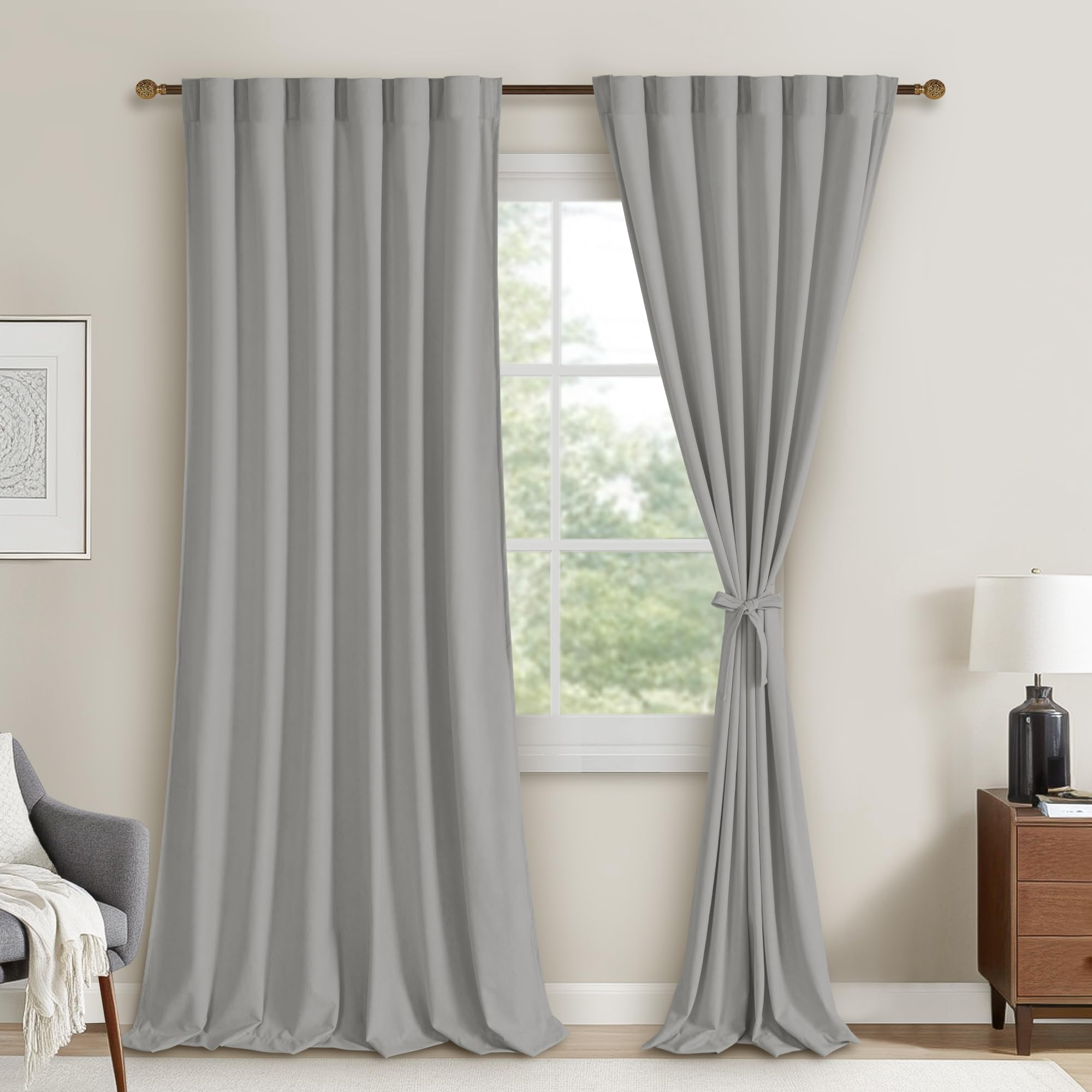 DWCN Extra Long Velvet Curtains 108 inches - Room Darkening Curtains ...