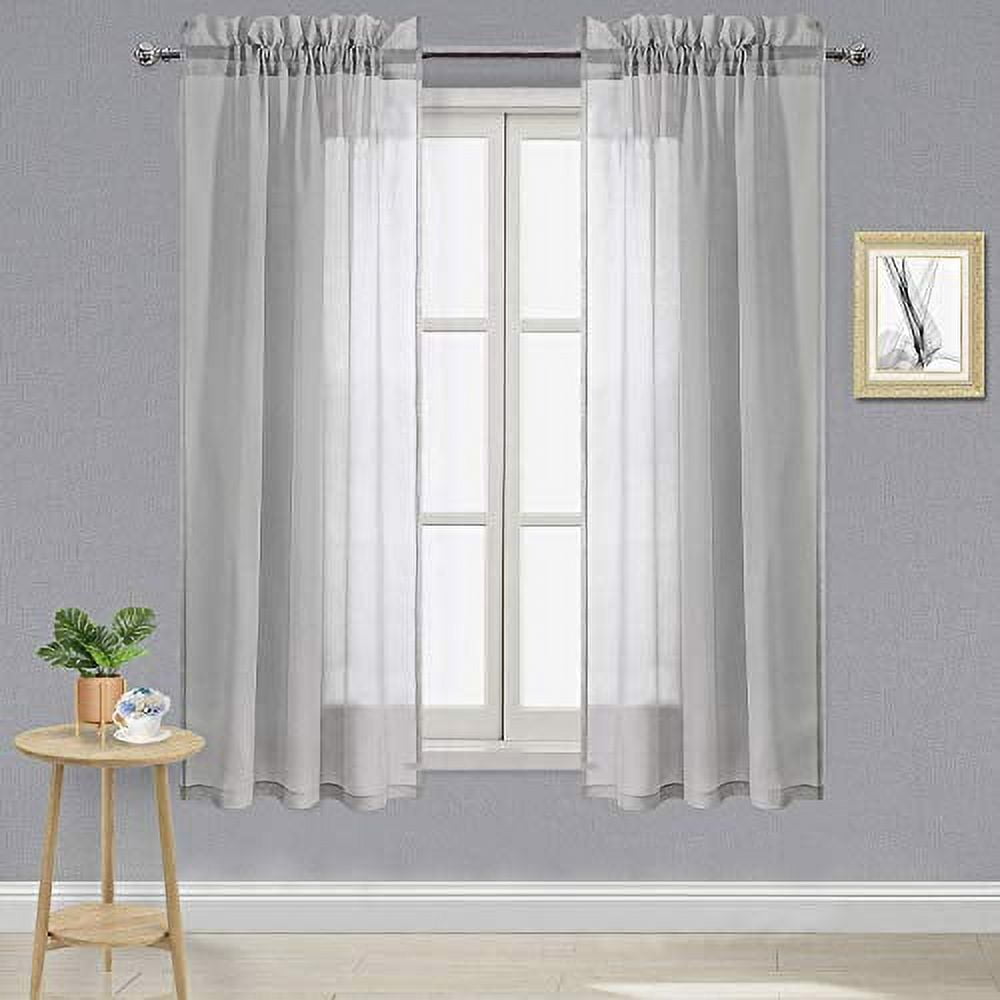 DWCN, Grey Sheer Curtains, 42x54 inches, Set of 2 Panels - Walmart.com