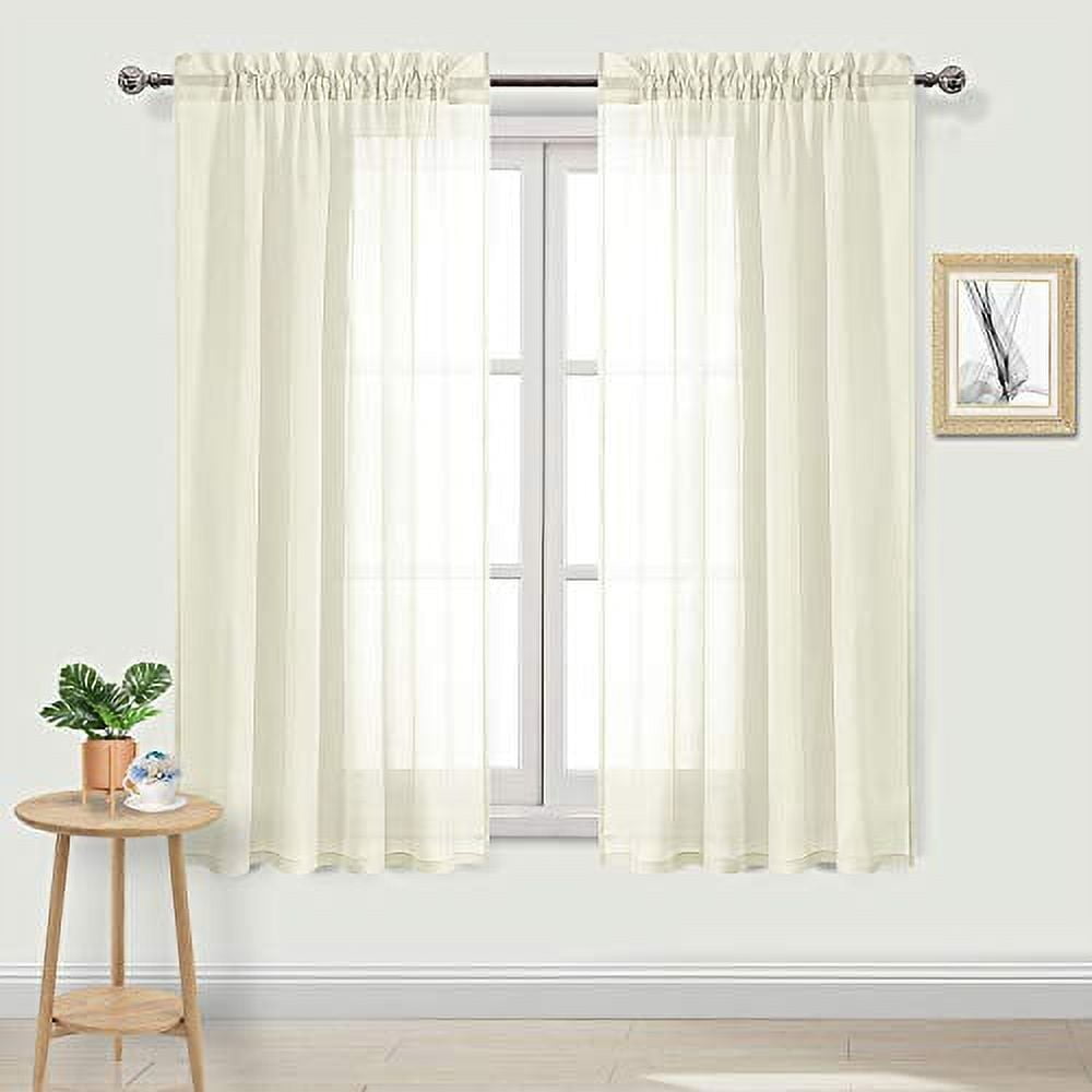 DWCN, Ivory Sheer Curtains, 52 x 63 inches, Set of 2 Panels - Walmart.com