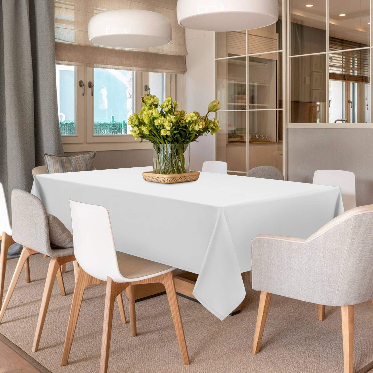 DWCN White Rectangle Tablecloth - Waterproof Spillproof and Wrinkle ...