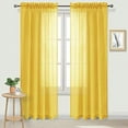 DWCN Yellow Sheer Curtains Semi Transparent Voile Rod Pocket Curtains ...
