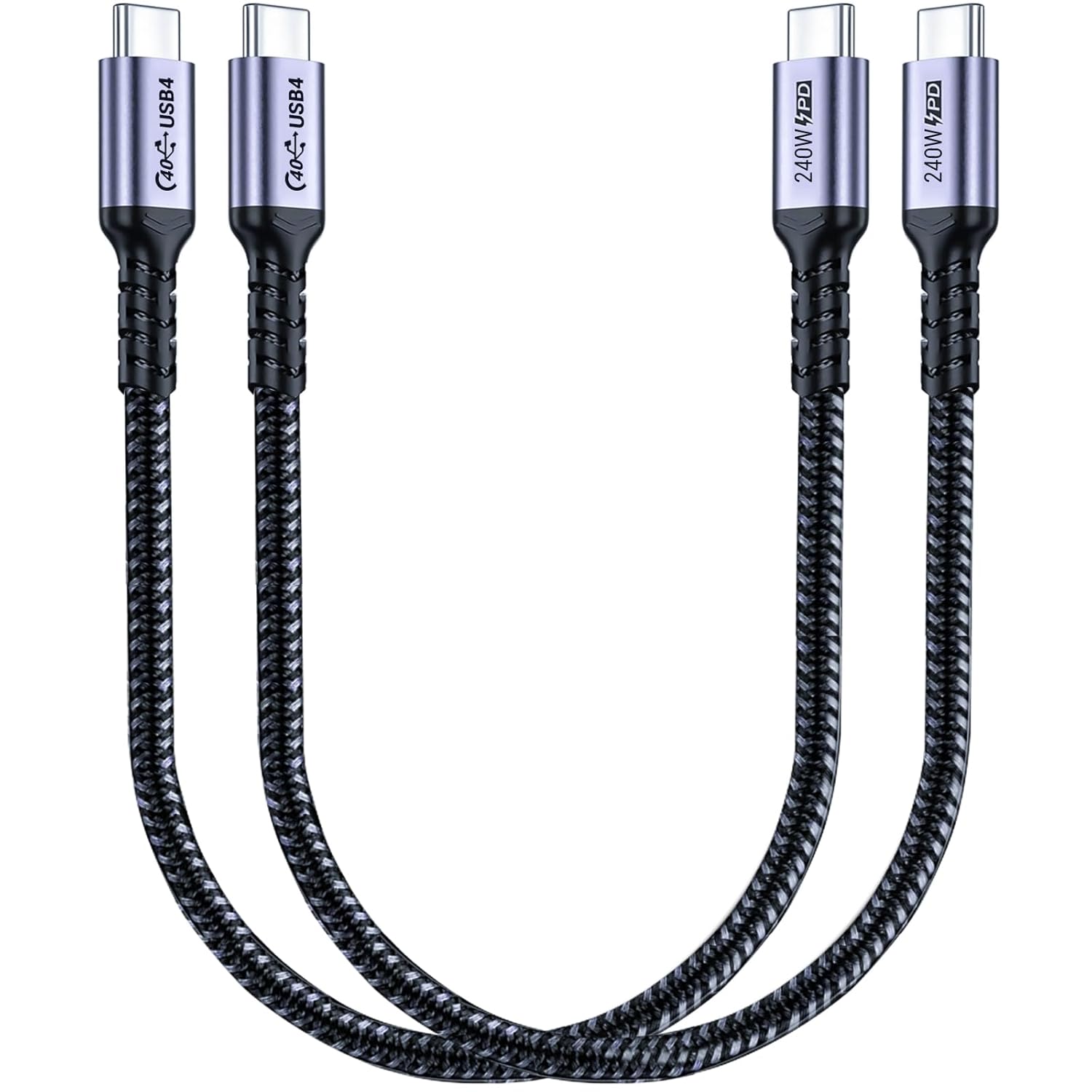 DWEFFA-1FT USB 4 Cable 2 Packs, 240W USB C to USB C Cable, 40Gbps High ...
