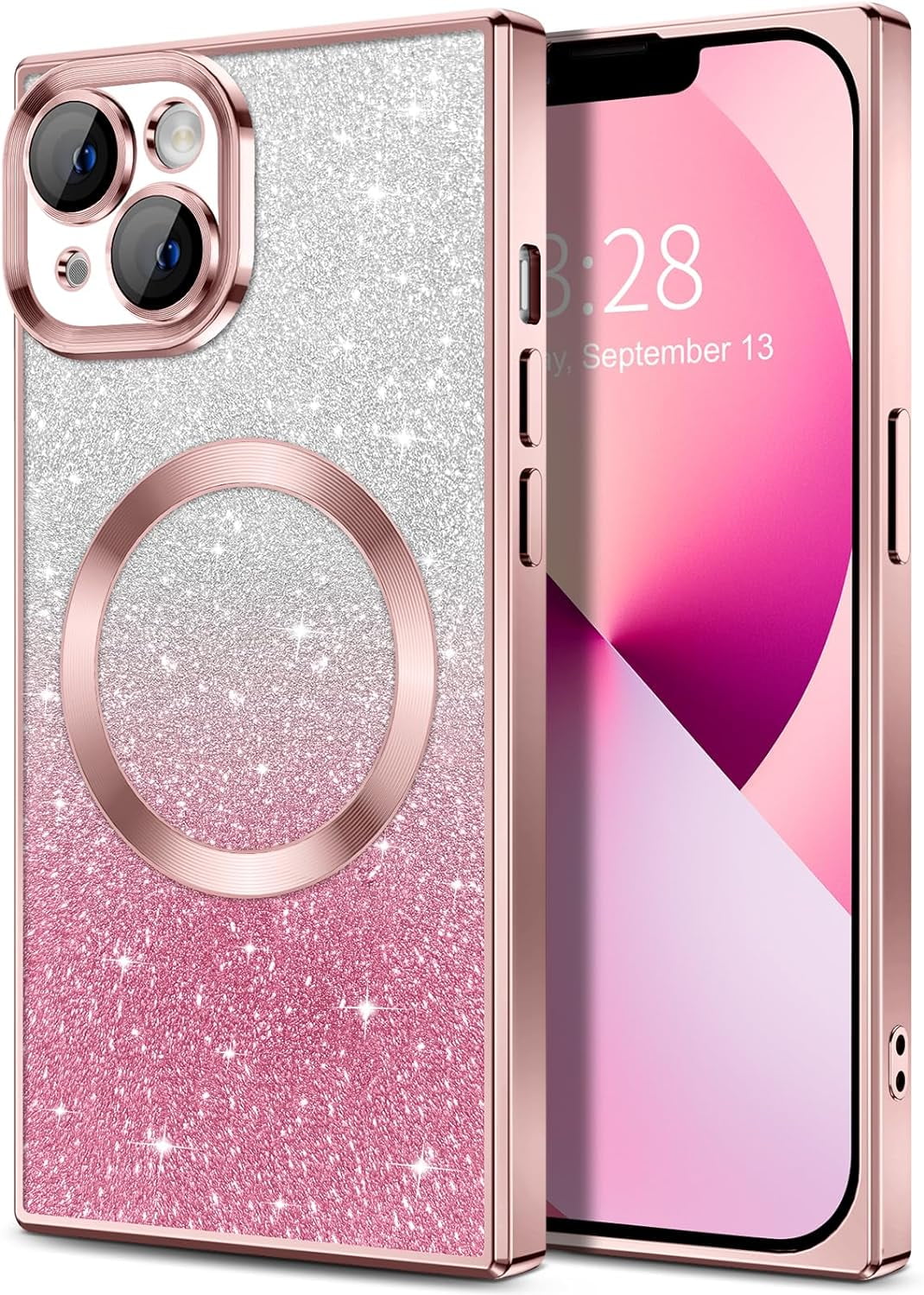 DWEFFA-for iPhone 13 Case Clear Magnetic Glitter Phone Cases ...