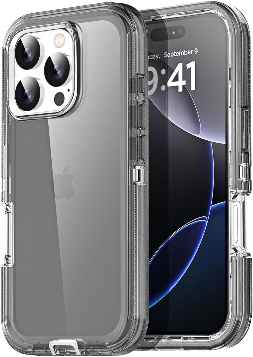DWEFFA-for iPhone 16 Pro Max Case Clear 3 in 1 Heavy Duty Drop ...