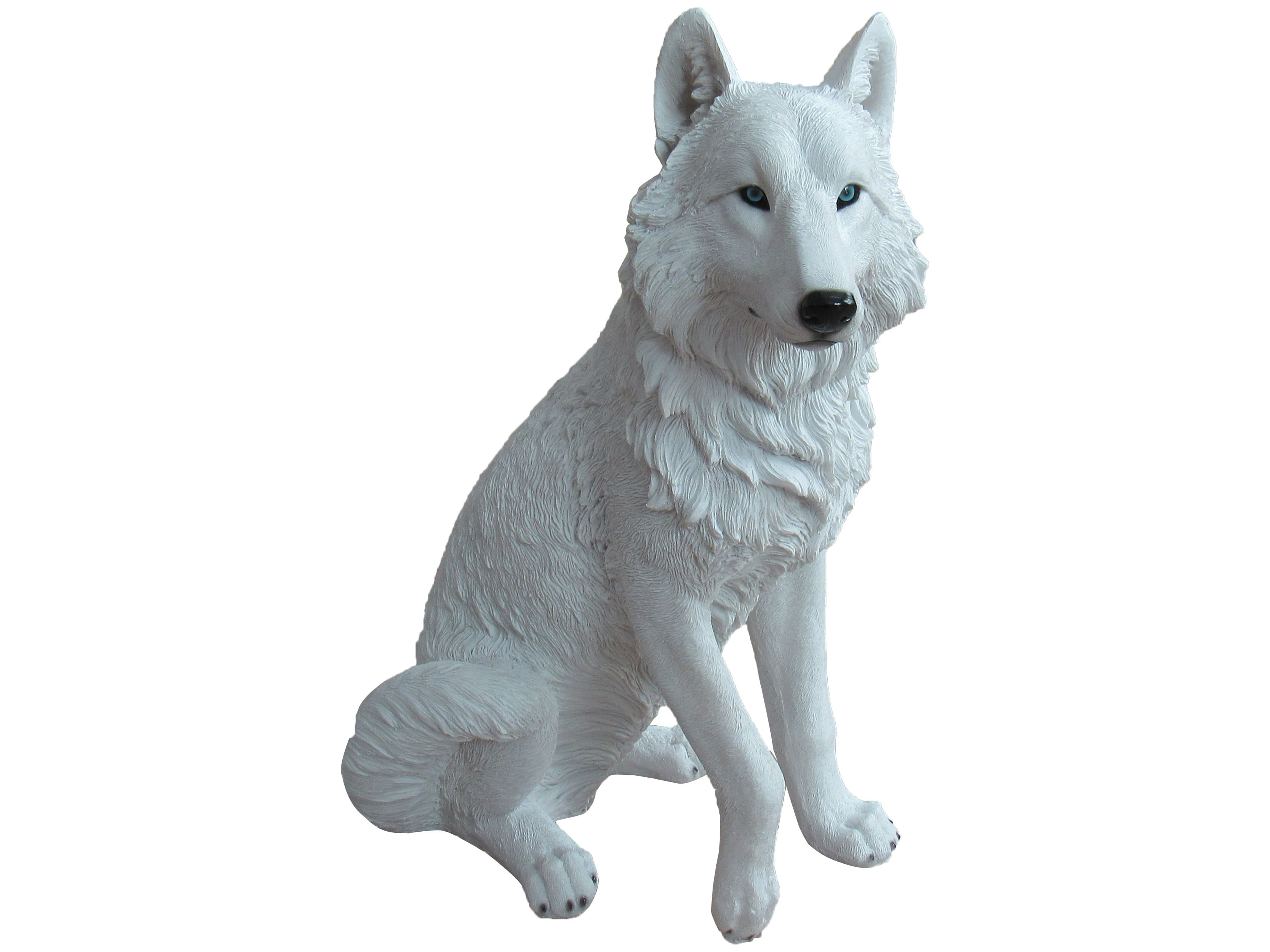 DWK Artemis Sitting White Wolf Figurine Statue, 21" - Walmart.com