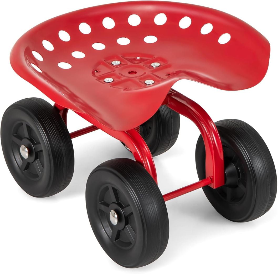 DWQF Garden Cart with Wheels, Utility Stool Cart w/Adjustable 360 ...