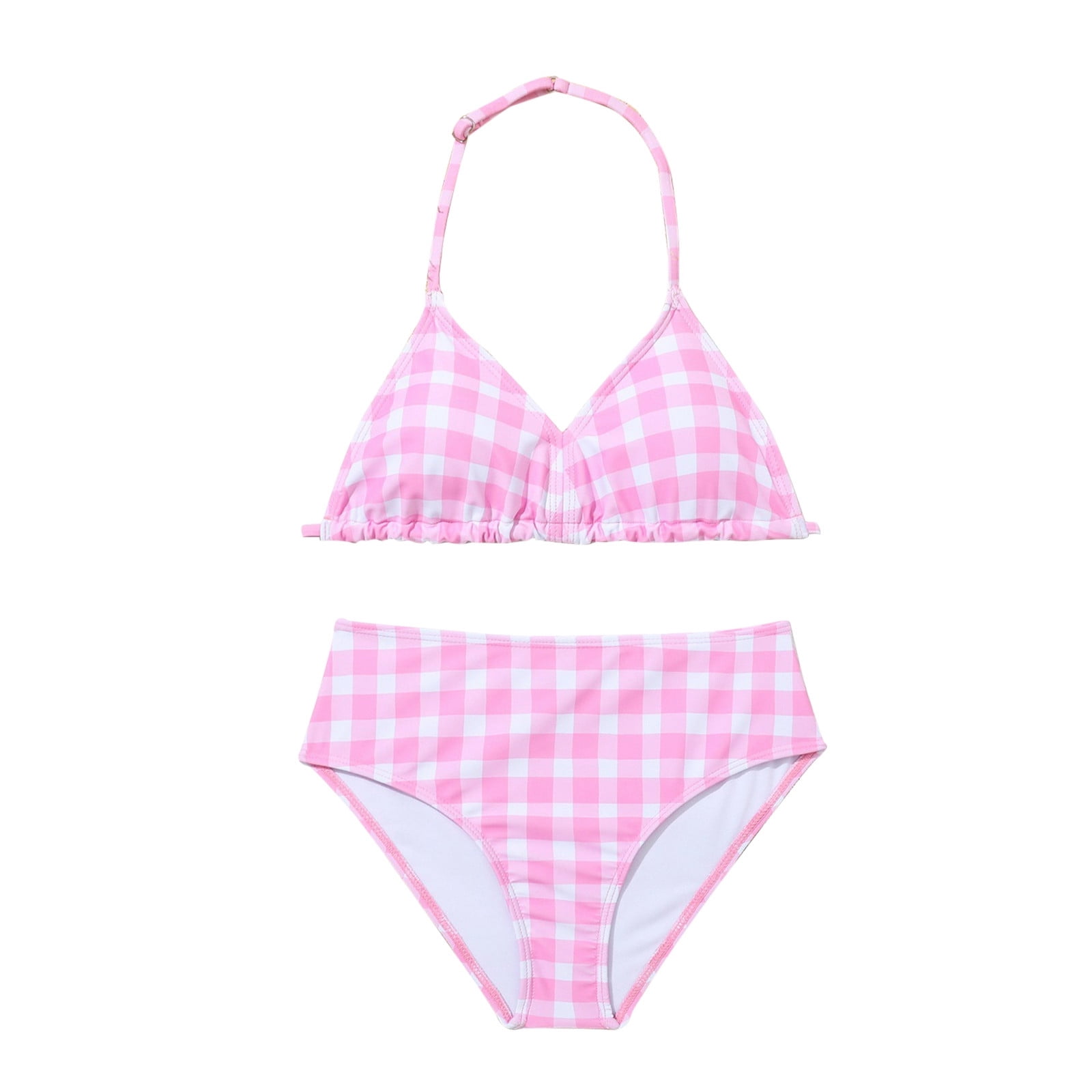 DWRGQD Girls Swimwear Children 2025 New Girls' Swimwear Separate Plaid ...