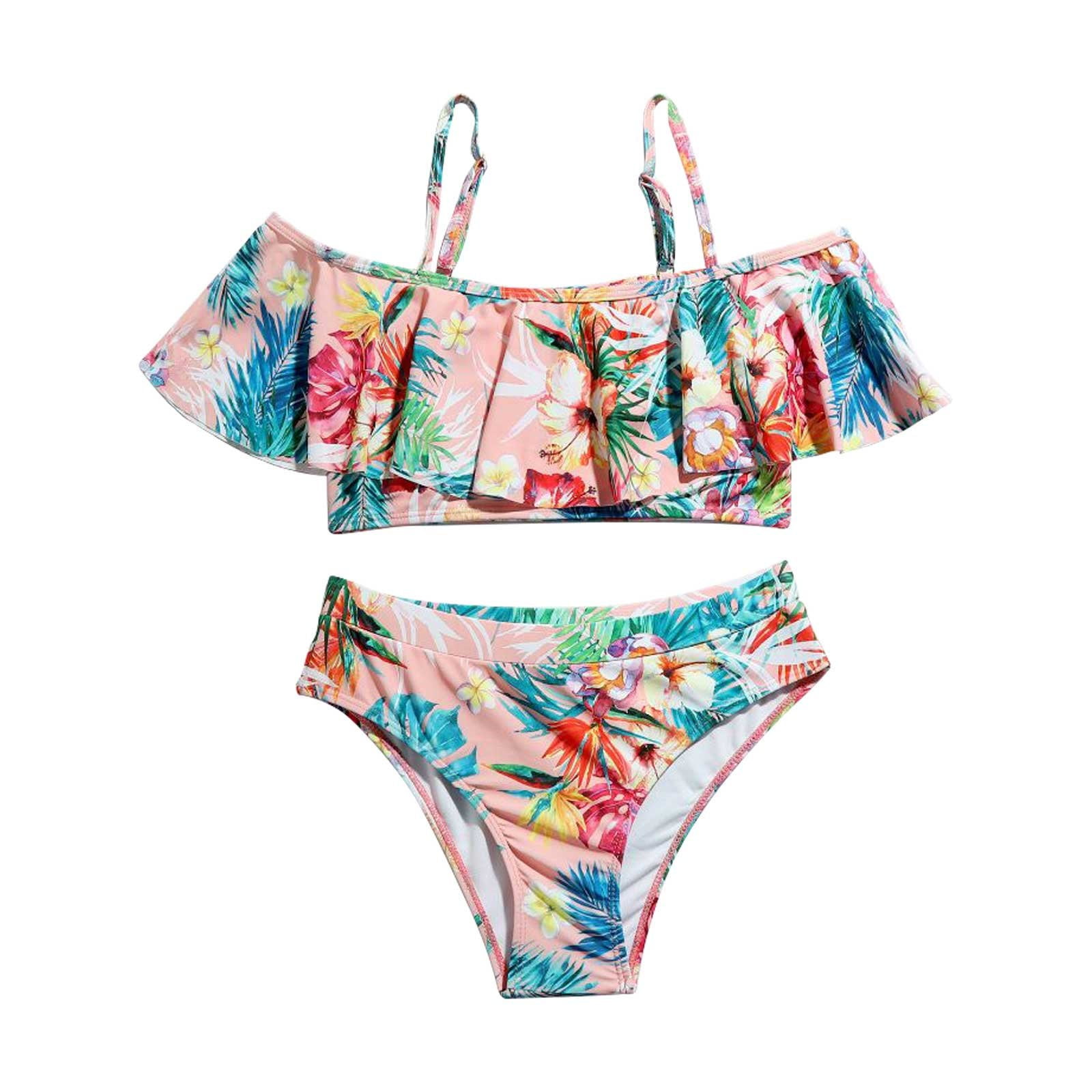 DWRGQD Girls Swimwear Girls' Thin Straps Bikini Beach Sport Swimsuit ...