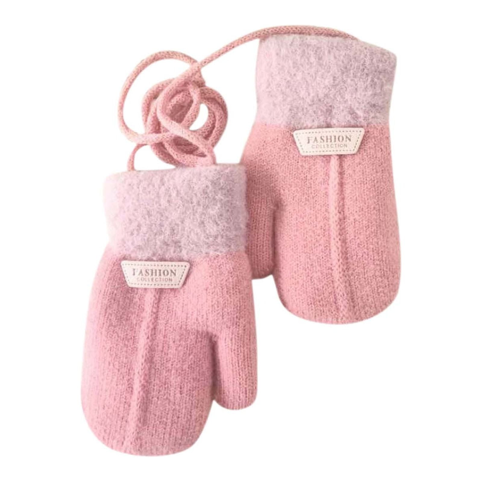 Toddler Solid Color Gloves Mittens Windproof Winter Plush Cute Gloves ...