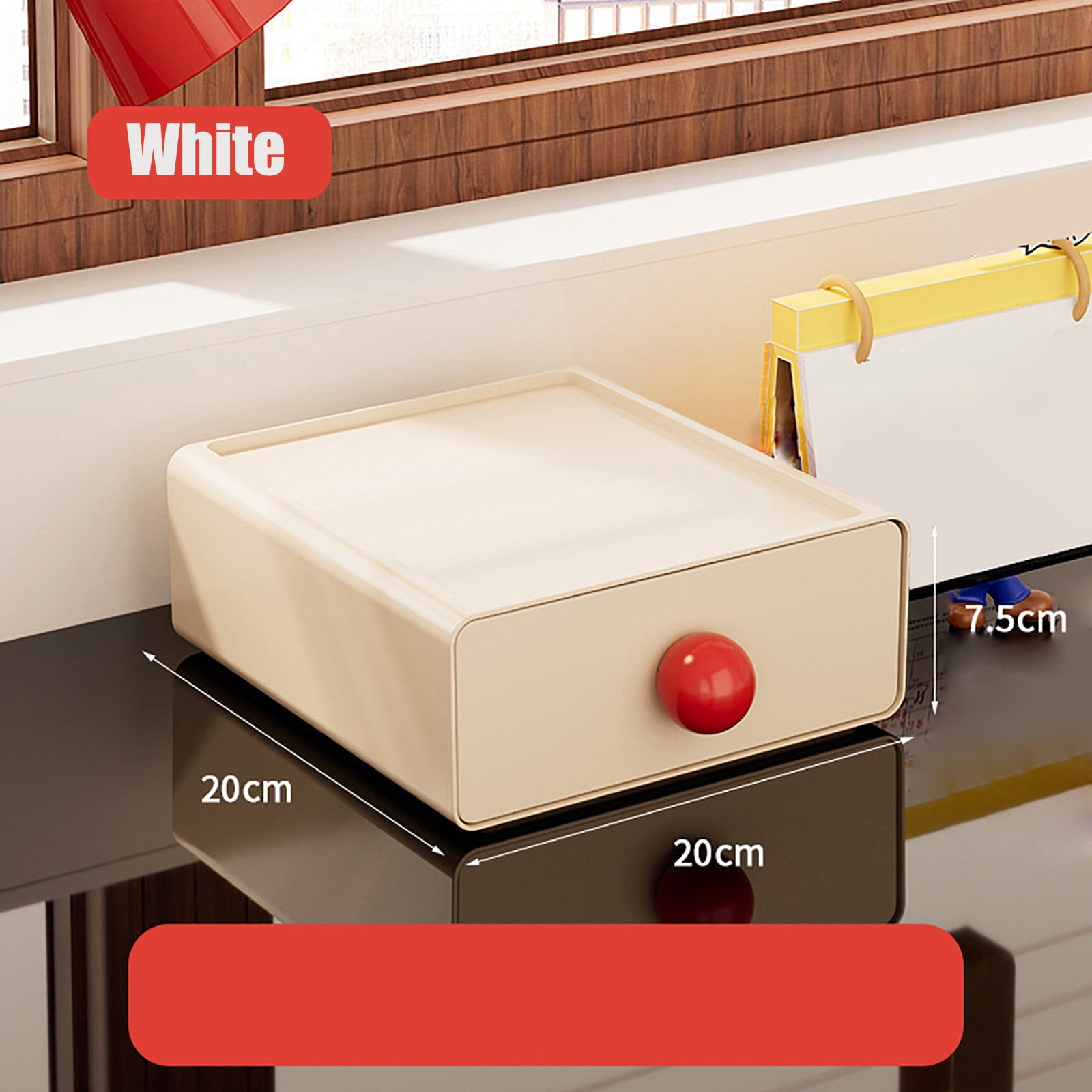 DWSHUM Storage Organizers Dopamine Storage Box Desktop Drawer Style Office Desk Stationery ...