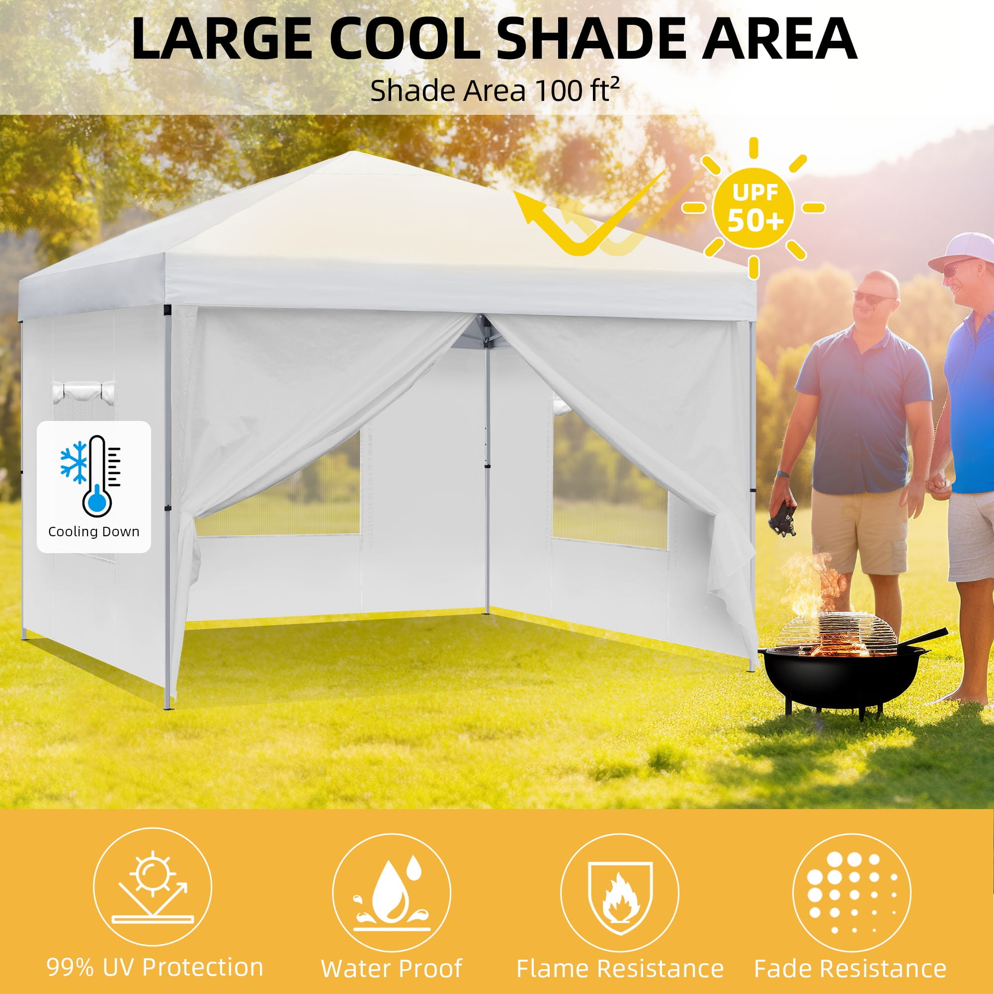 DWVO 10' x 10' Pop-up Canopy Tent Easy One Person Setup Instant Outdoor ...