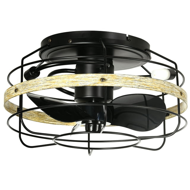 DWVO 15’’ Low Profile Caged Ceiling Fans with Lights and Remote Control ...