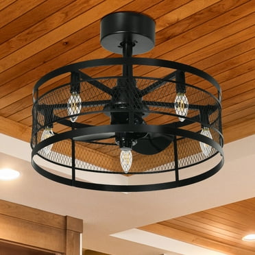 DWVO 15’’ Low Profile Caged Ceiling Fans with Lights and Remote Control ...