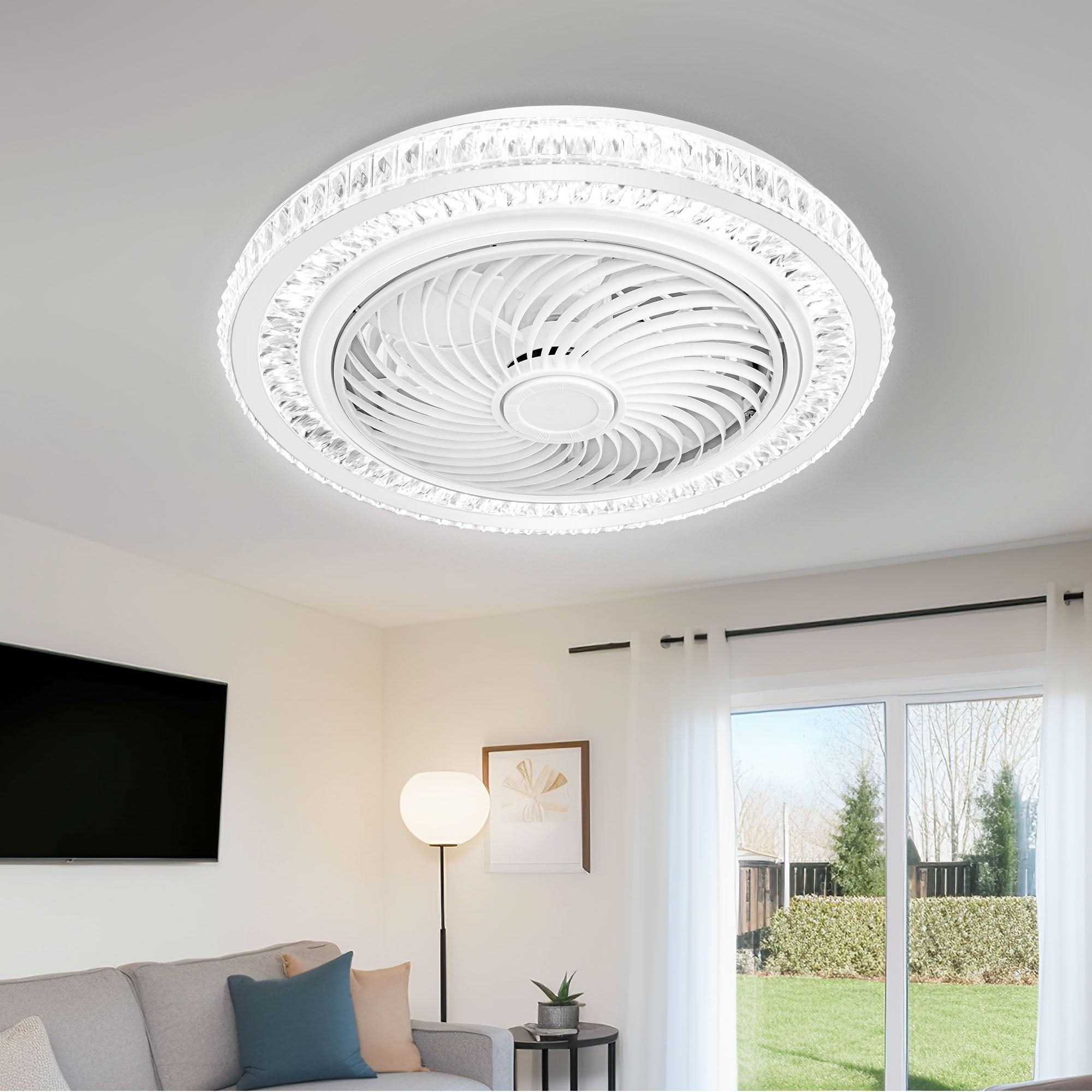 DWVO 20in Modern Bladeless Ceiling Fan with Light, 6 Speeds, Night ...