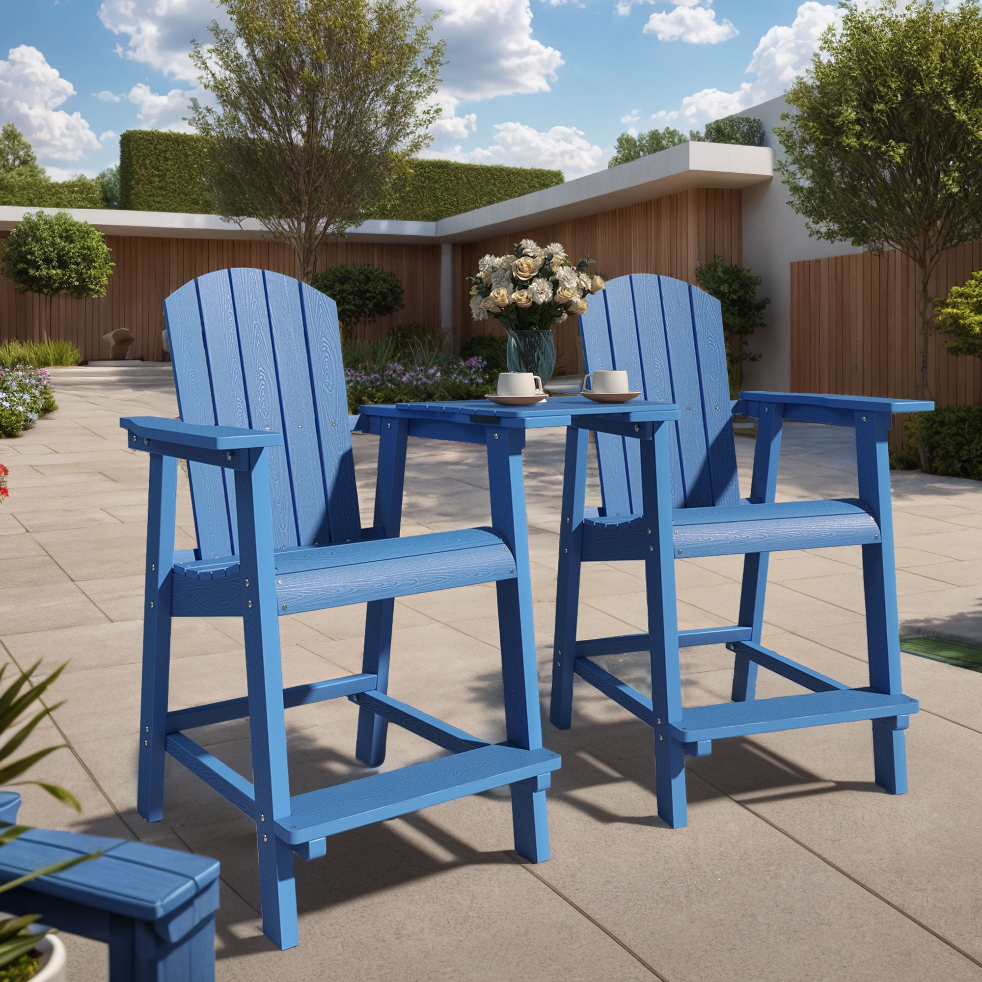"DWVO 25"" Tall Plastic Adirondack Chair, Outdoor Furniture, Poly Bar ...